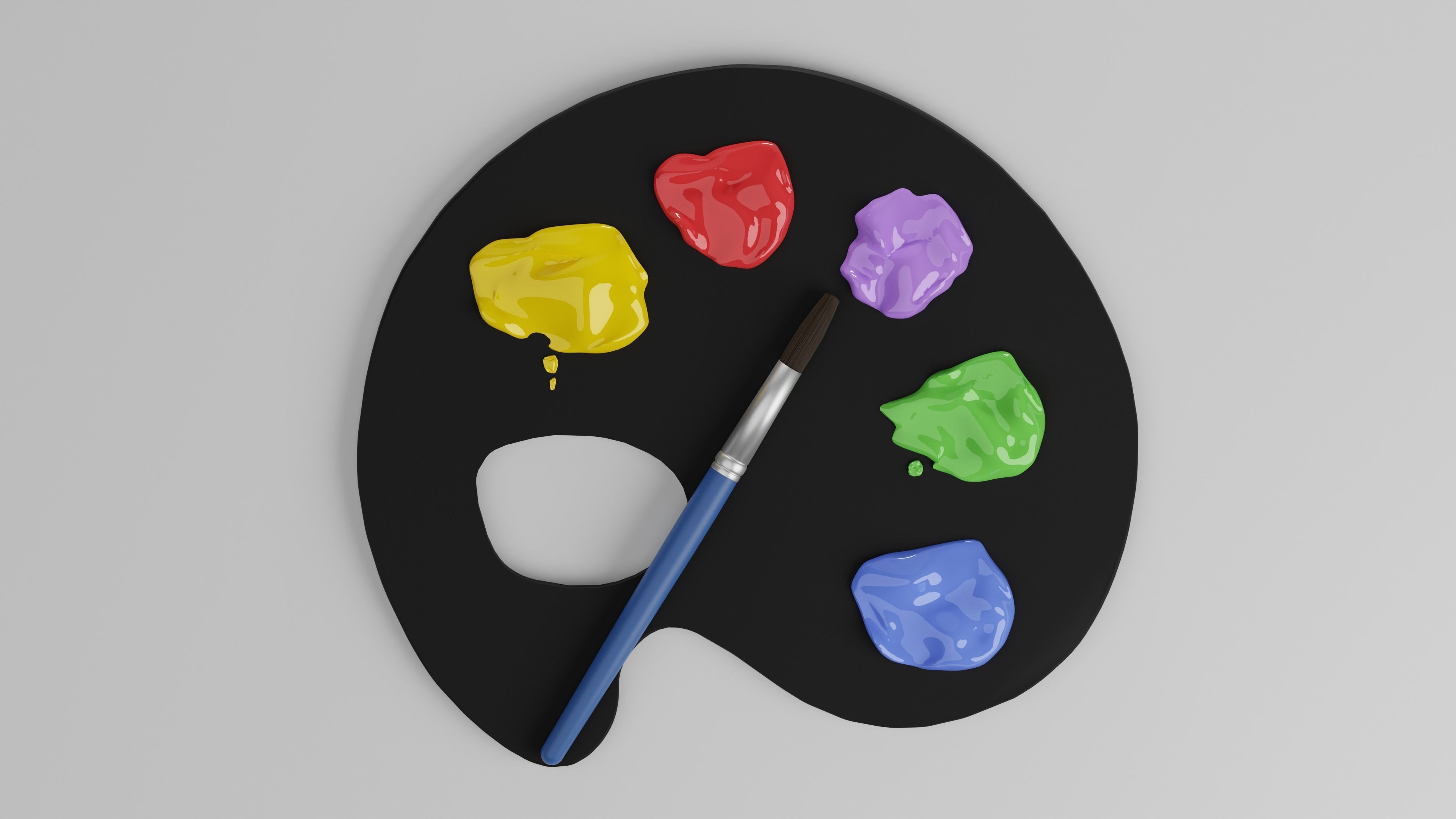 Color Palette With Brush 3D model 3D model | CGTrader