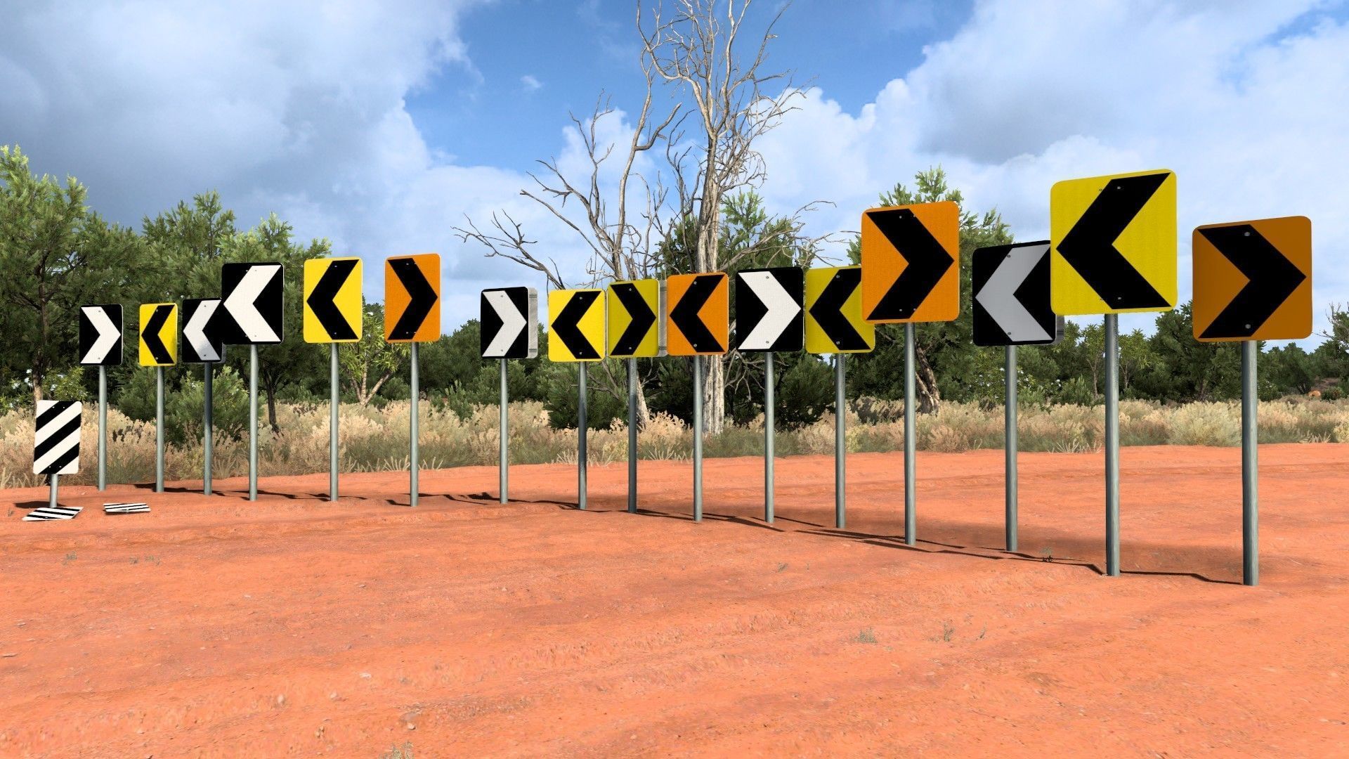3D model Australian Road Curve And End Of Road Marker Signs VR / AR ...