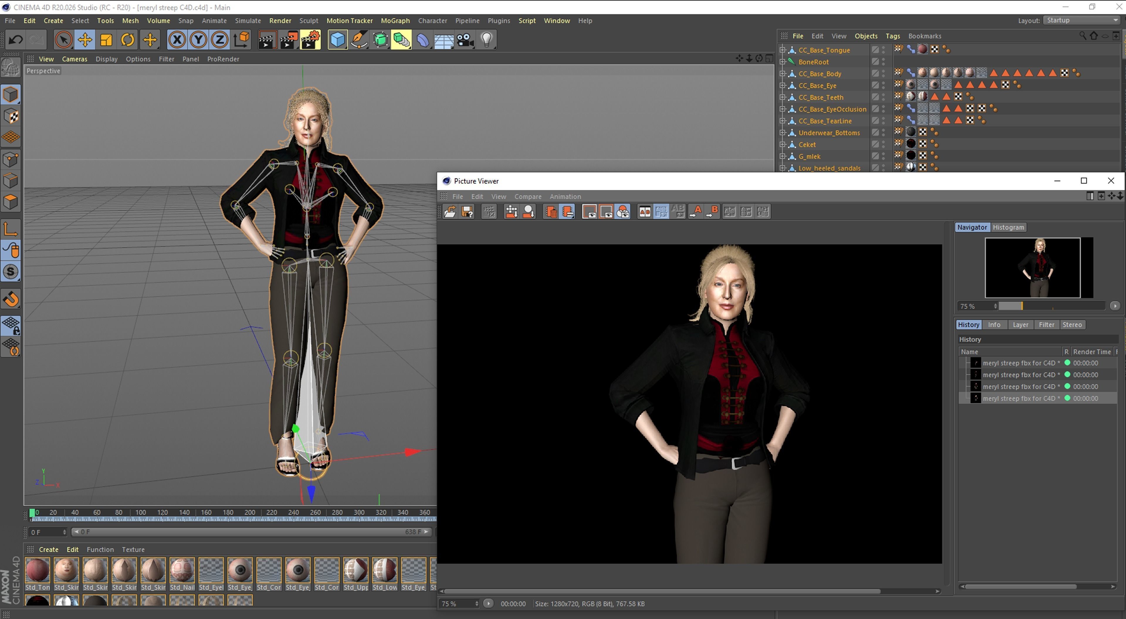 3D model Meryl Streep 3D Rigged model ready for animation VR / AR / low ...