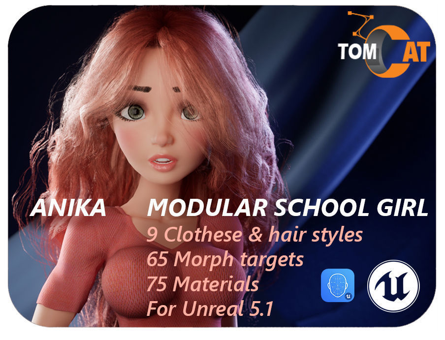 3D model Anika Modular School Girl for Unreal VR / AR / low-poly | CGTrader