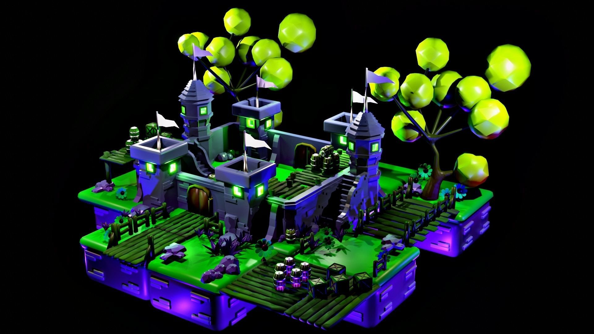 3d low poly castle lego 3D model | CGTrader