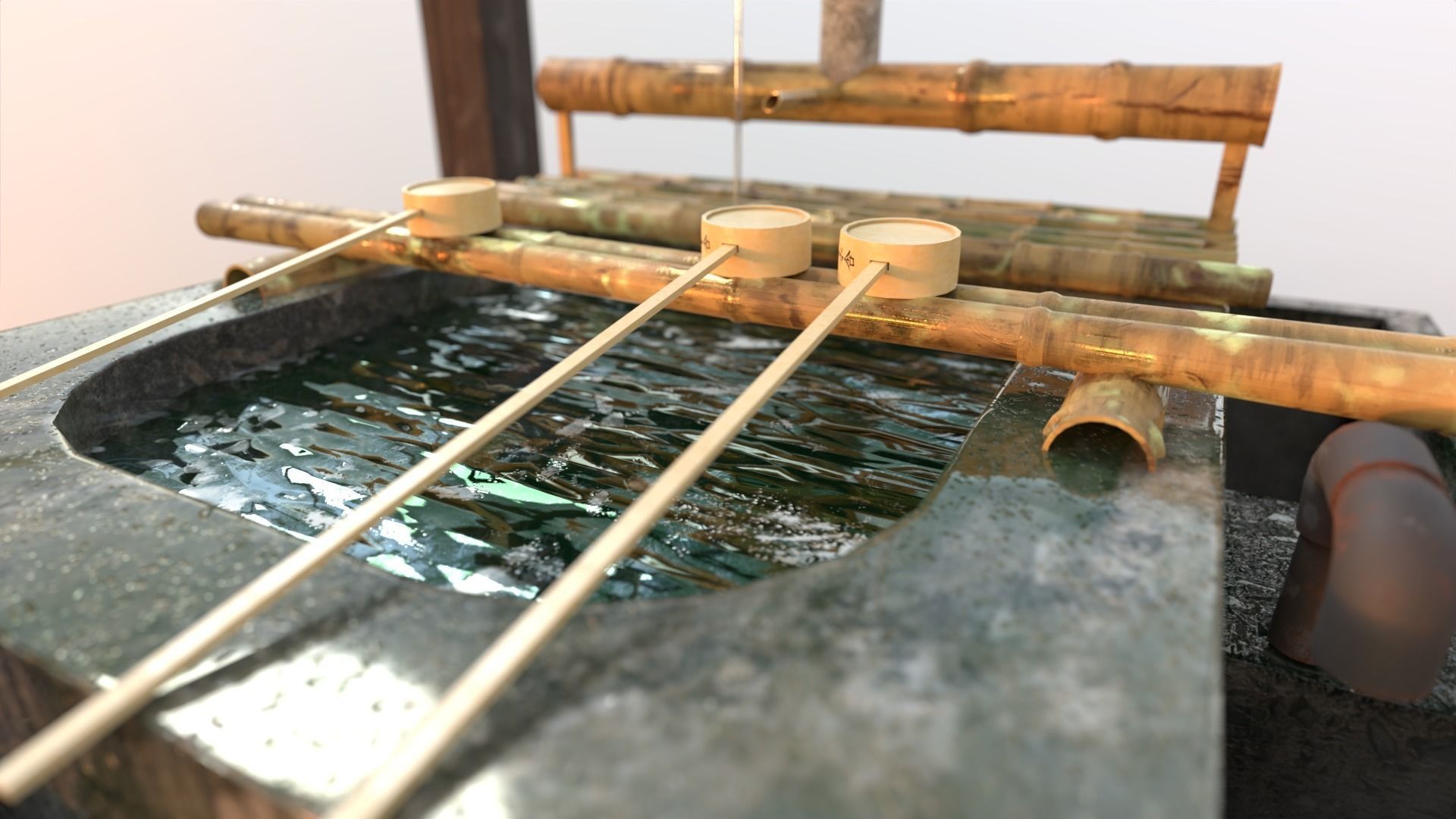 3D model Temizuya - Japanese water Purification Basin VR / AR / low ...