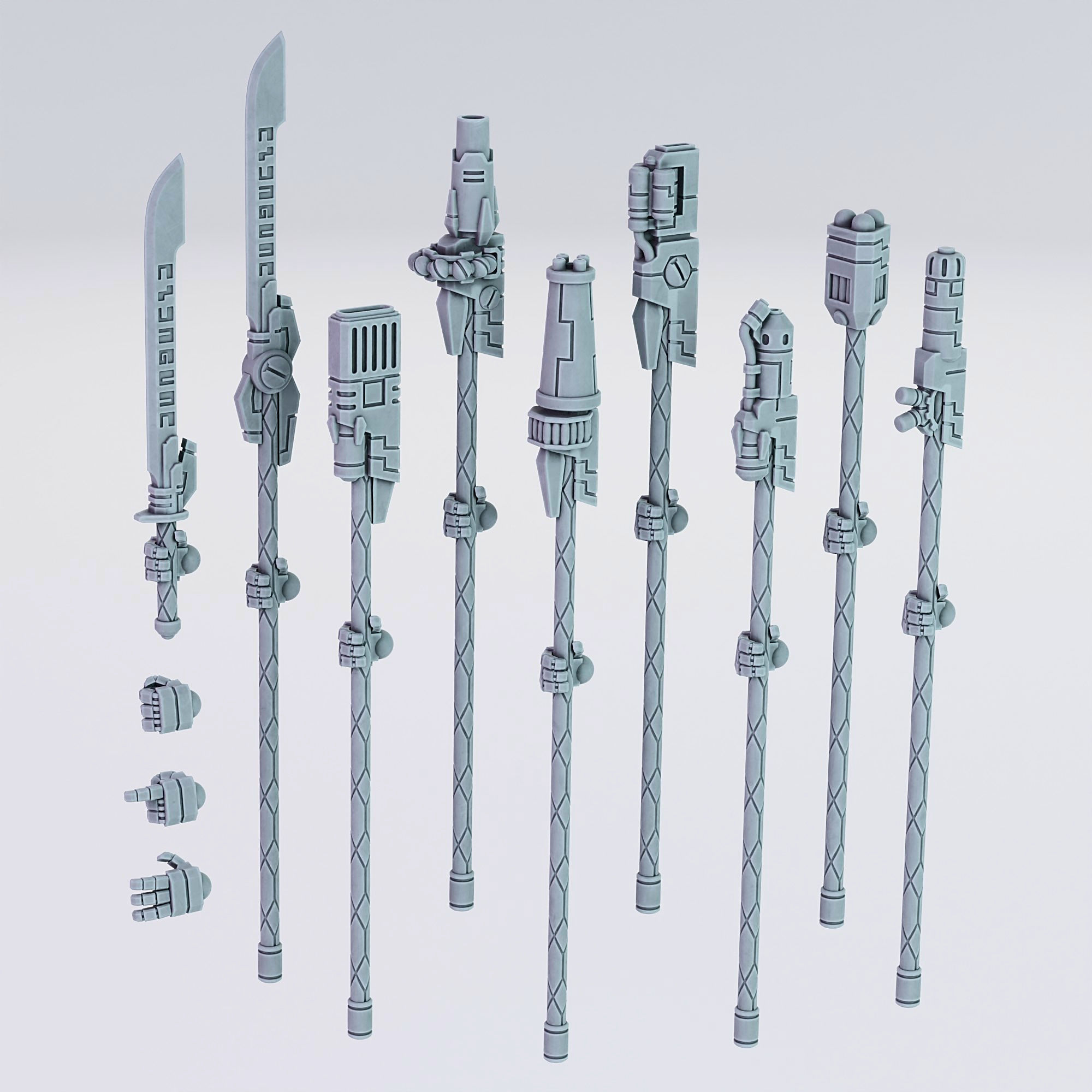 Melee and Staff Weapons Greater Good 3D model 3D printable | CGTrader