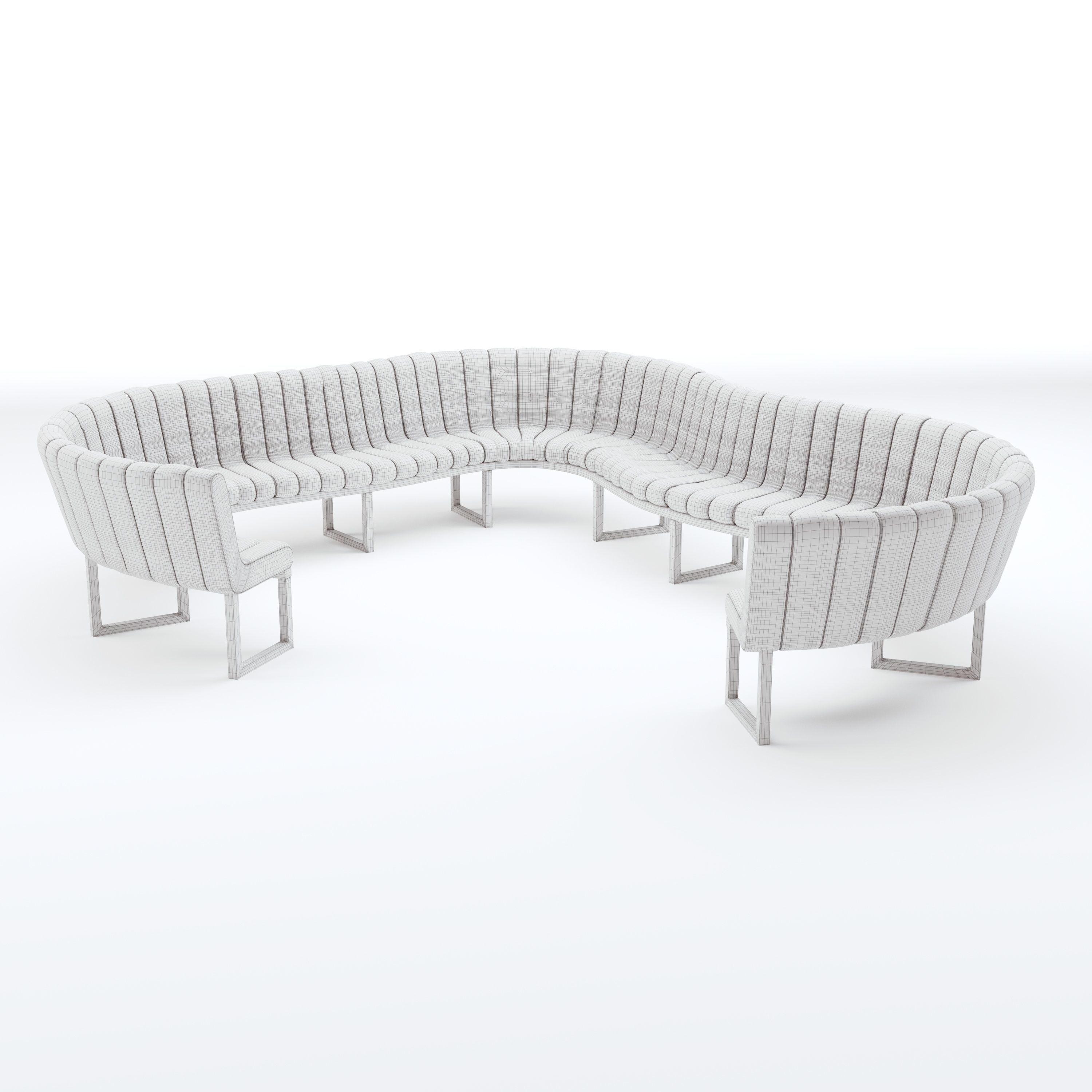 Curved Banquette Seating in Different sizes 3D model | CGTrader