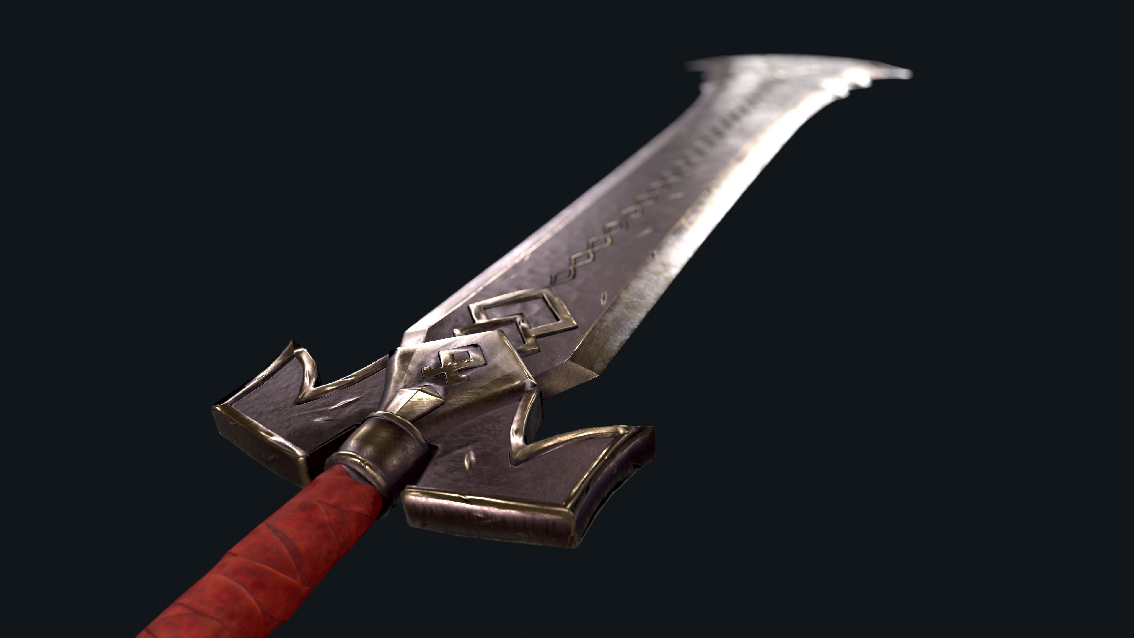3D model Dwarf Two-Hand Sword VR / AR / low-poly | CGTrader