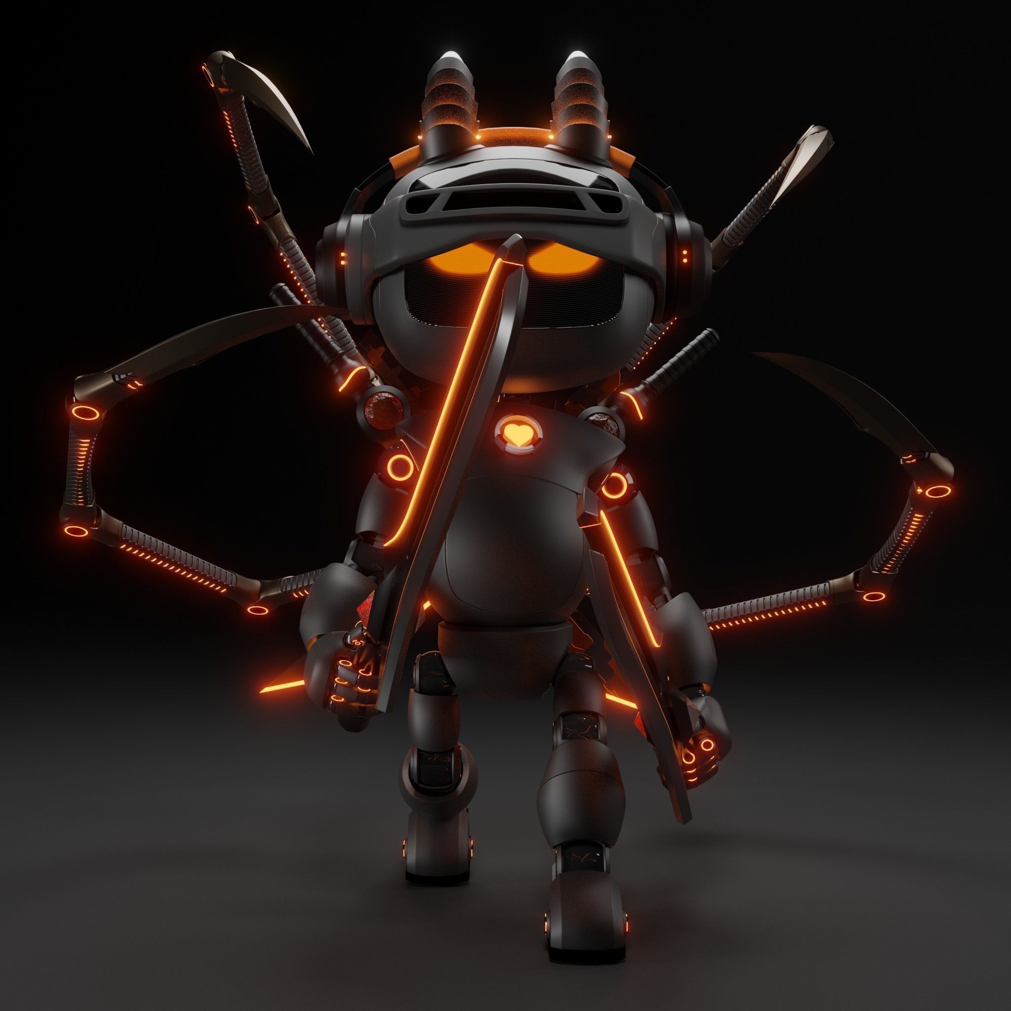 Cute Short Robot V3 3D model rigged | CGTrader