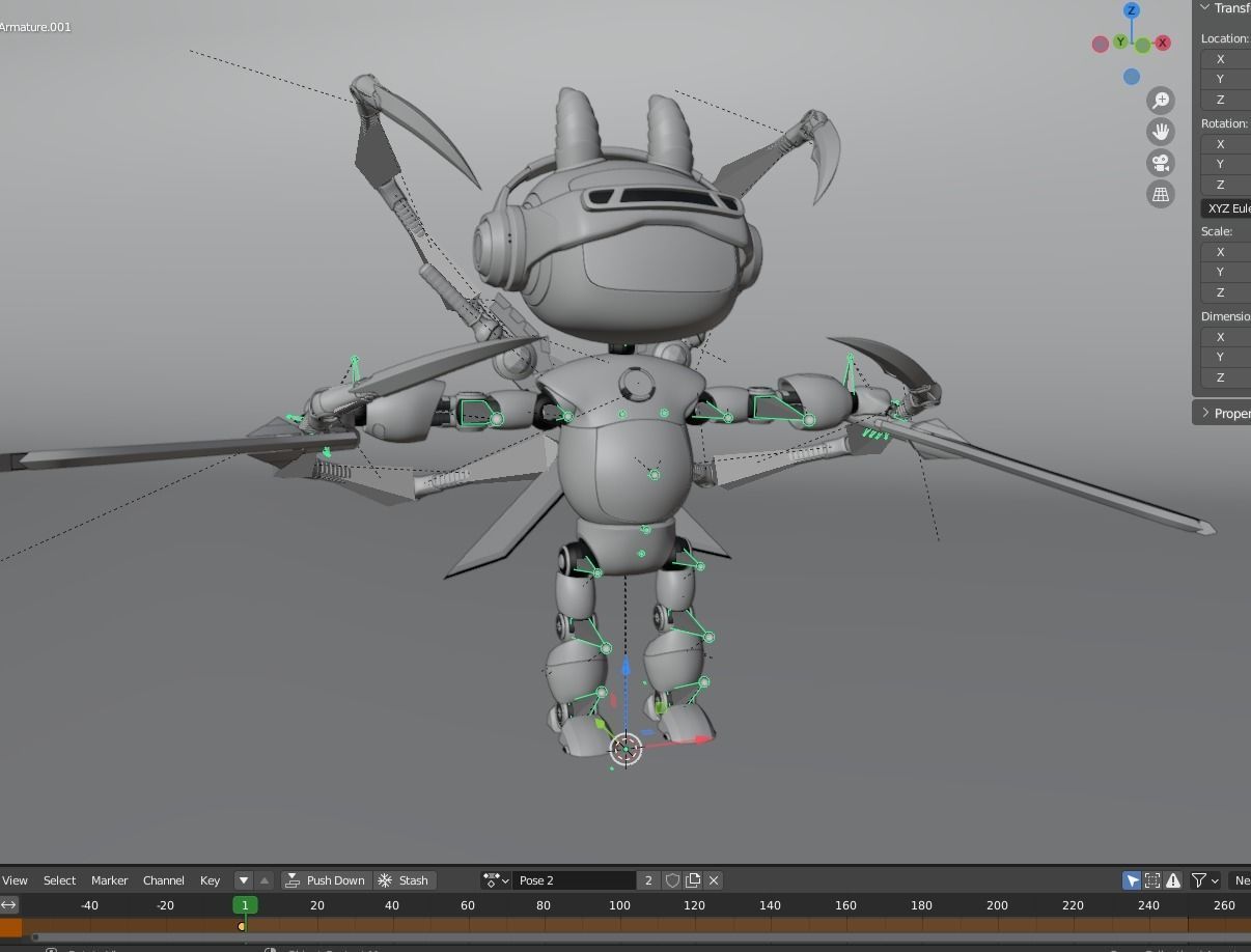 Cute Short Robot V3 3D model rigged | CGTrader