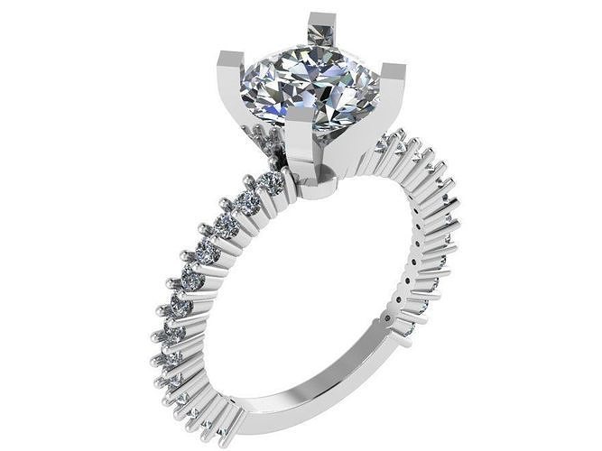 Peg Head Diamond Ring 0885 3D model 3D printable | CGTrader