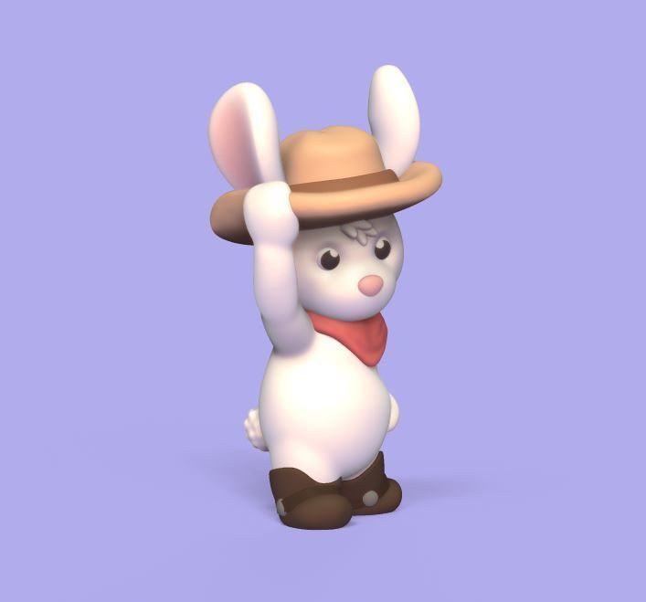 Cowboy Rabbit 3D model 3D printable | CGTrader