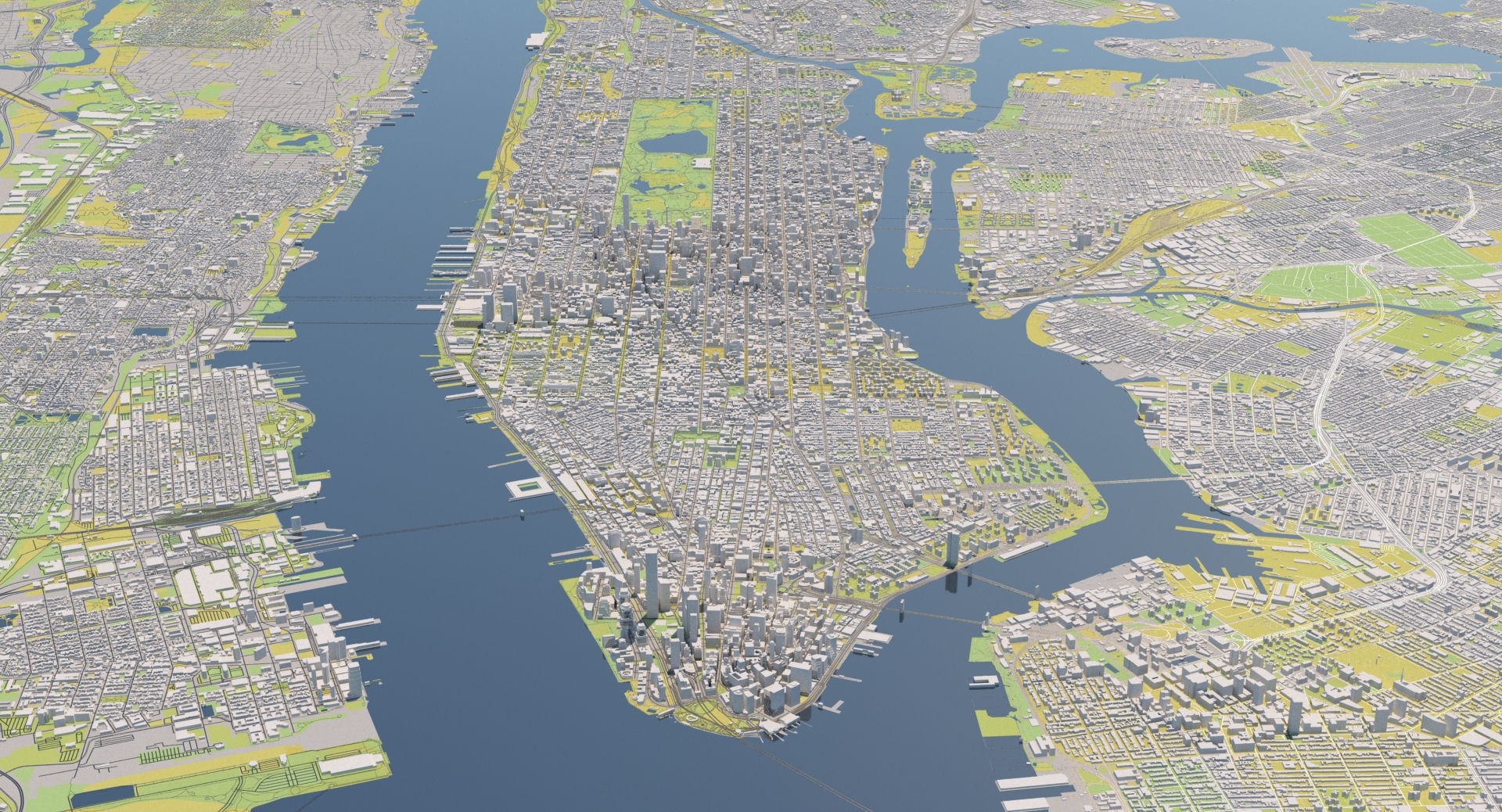 New York 30 x 50 km 3D City Map 3D model | CGTrader
