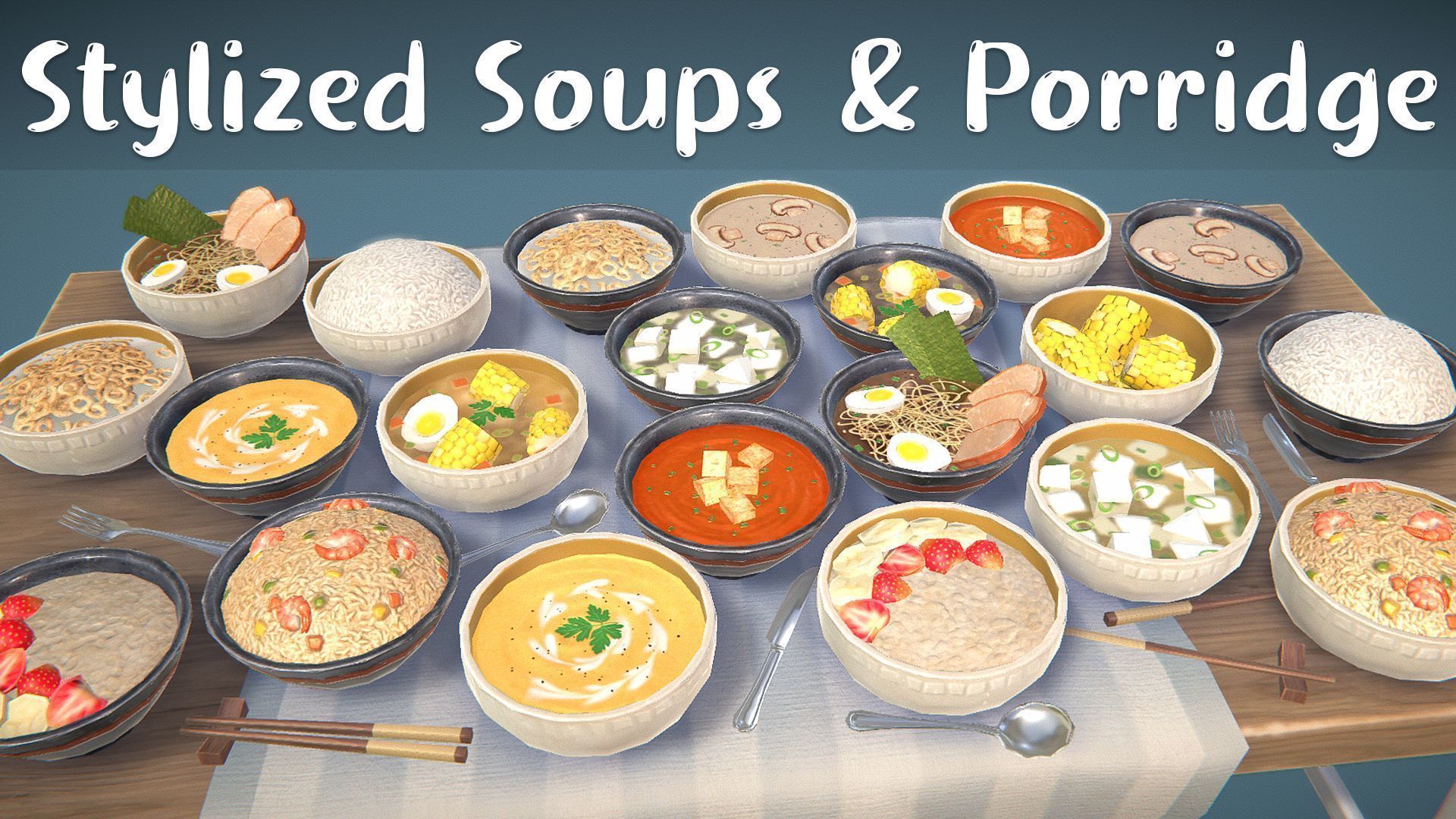 3D model Stylized Soups and Porridge VR / AR / low-poly | CGTrader