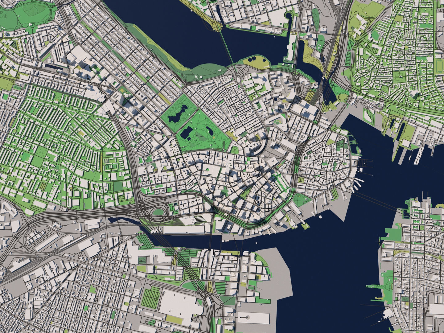 Boston Massachusetts USA 25x25km 3D City Map 3D model | CGTrader