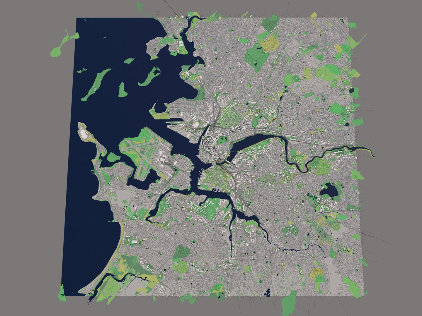 Boston Massachusetts USA 25x25km 3D City Map 3D model | CGTrader