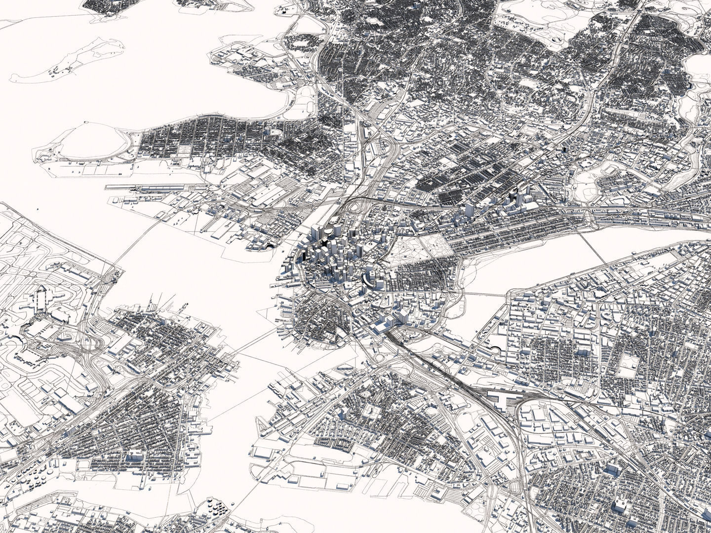 Boston Massachusetts USA 25x25km 3D City Map 3D model | CGTrader