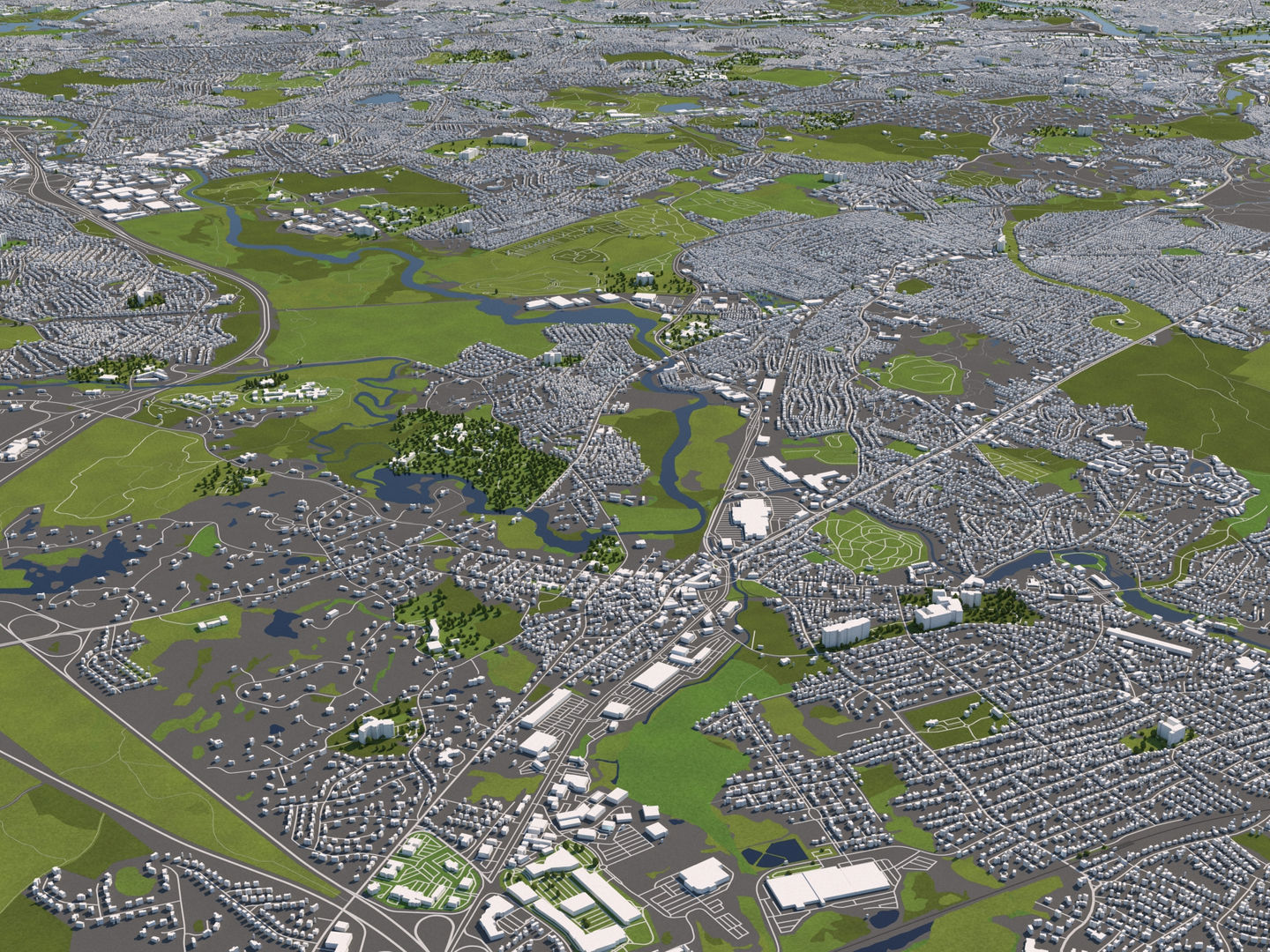 Boston 50x50km 3D City Map 3D model | CGTrader