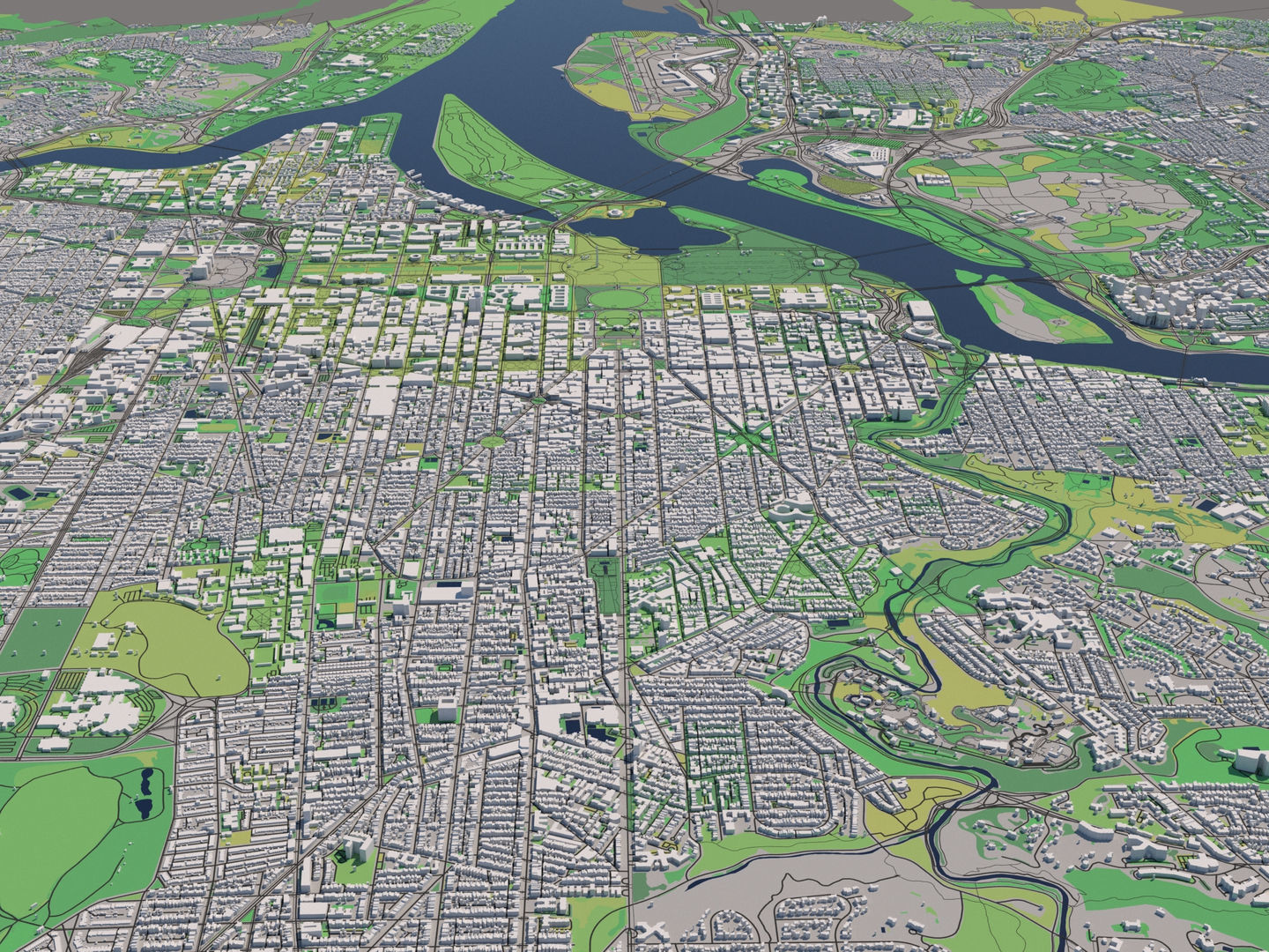 Washington DC USA 20x20km 3D City Map 3D model | CGTrader