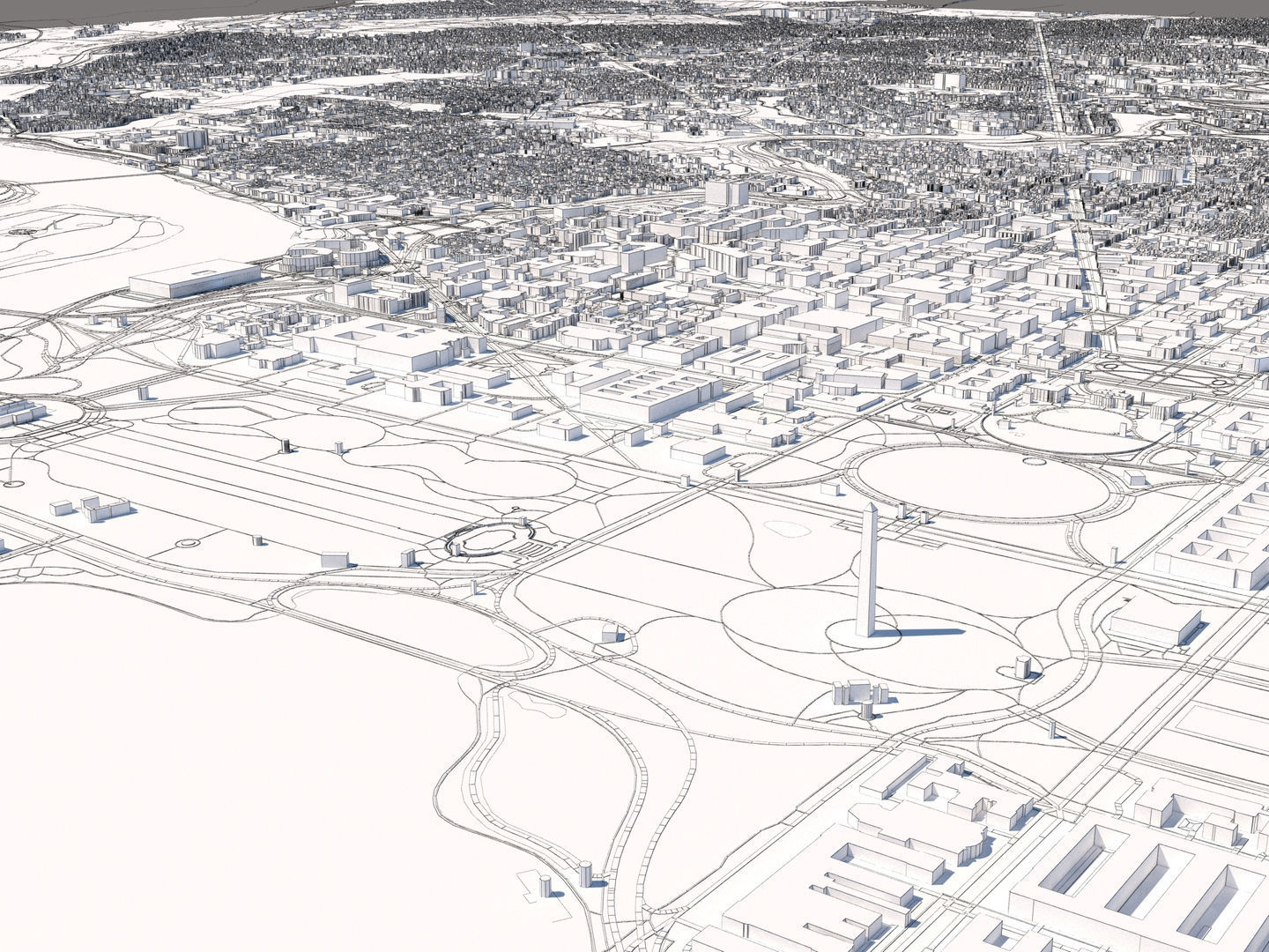 Washington DC USA 20x20km 3D City Map 3D model | CGTrader