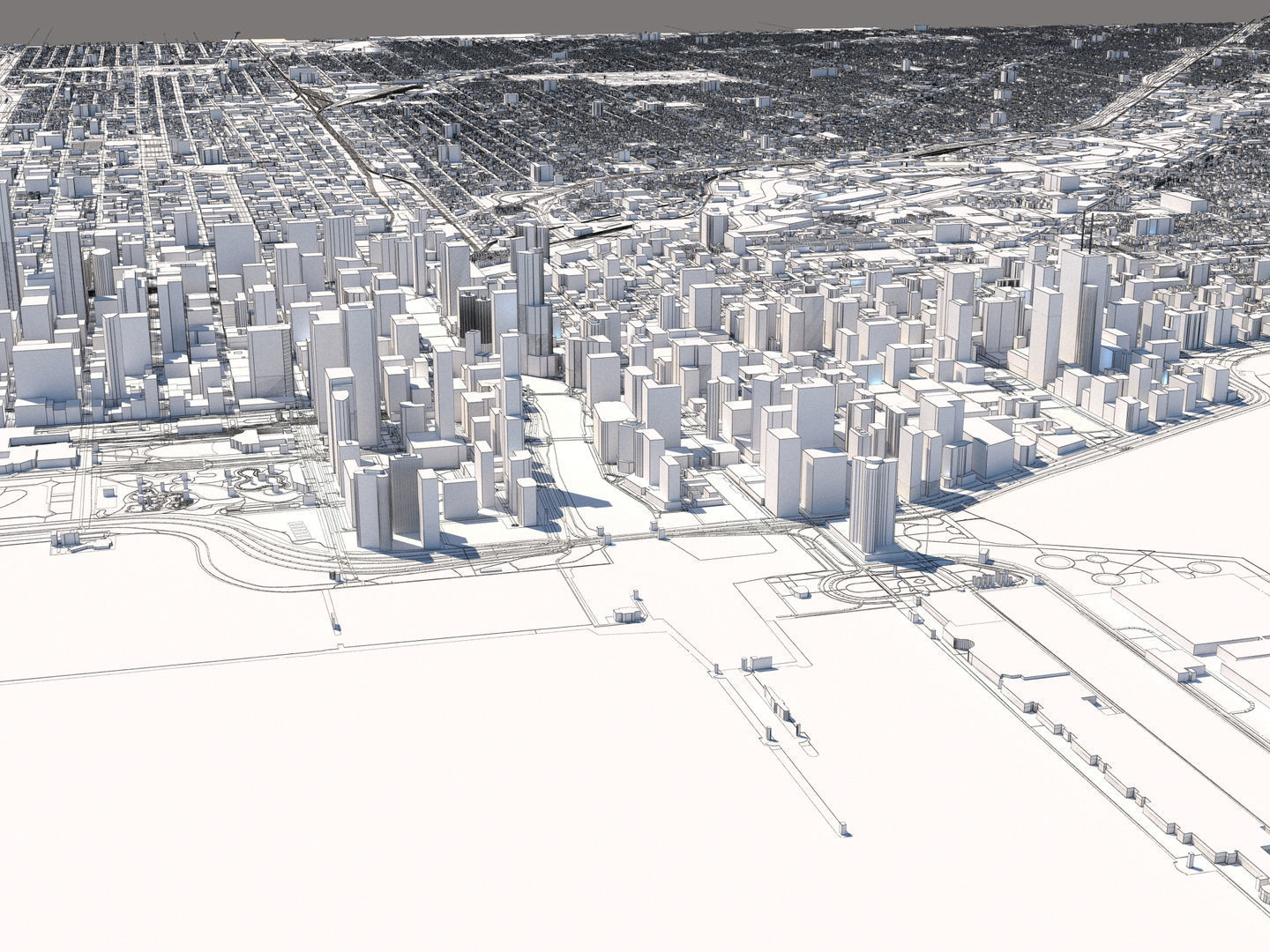 Chicago Illinois USA 25x25km 3D City Map 3D model | CGTrader