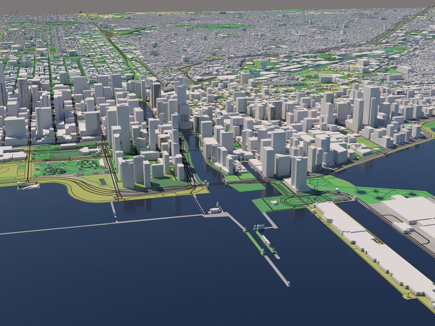 Chicago Illinois USA 25x25km 3D City Map 3D model | CGTrader