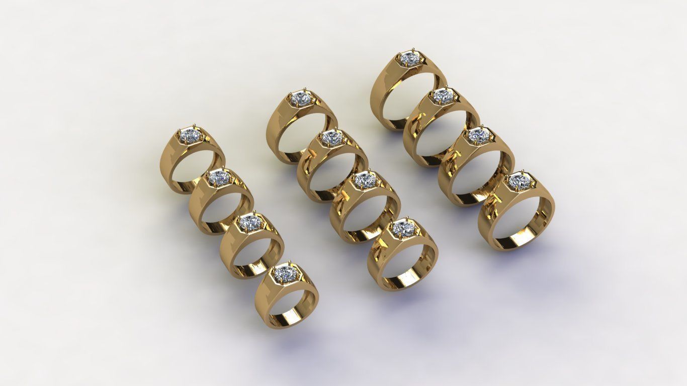 Ring with 12 different size US Signet 3D model | CGTrader