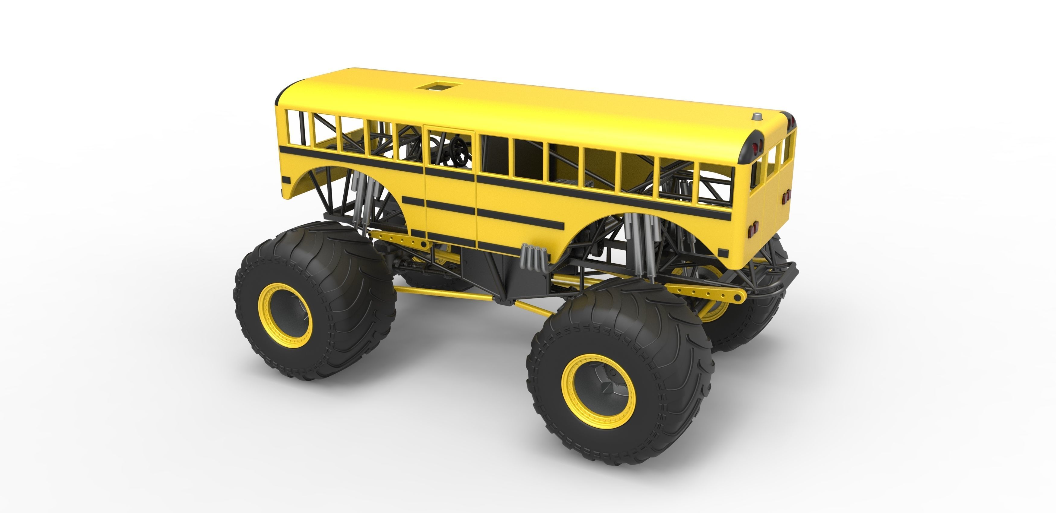 School bus Monster truck Scale 1 to 25 3D model 3D printable | CGTrader