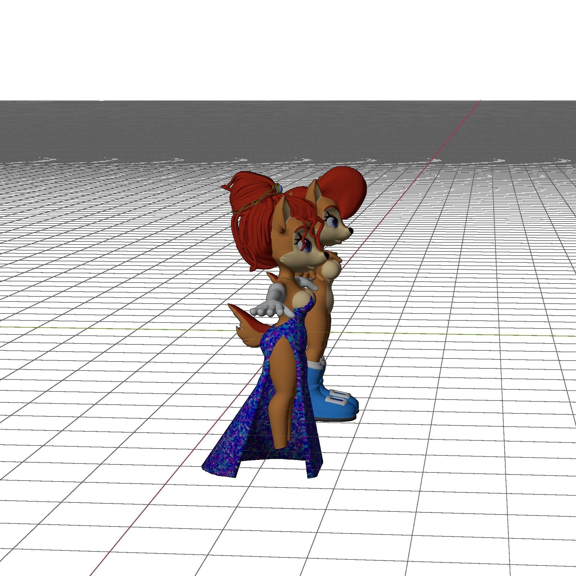 3d Model Sally Acorn With Dress Vr Ar Low Poly Cgtrader 