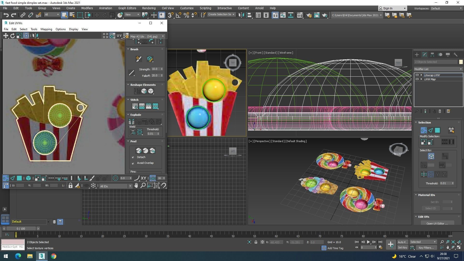 Fast Food Simple Dimples Set 3D model | CGTrader