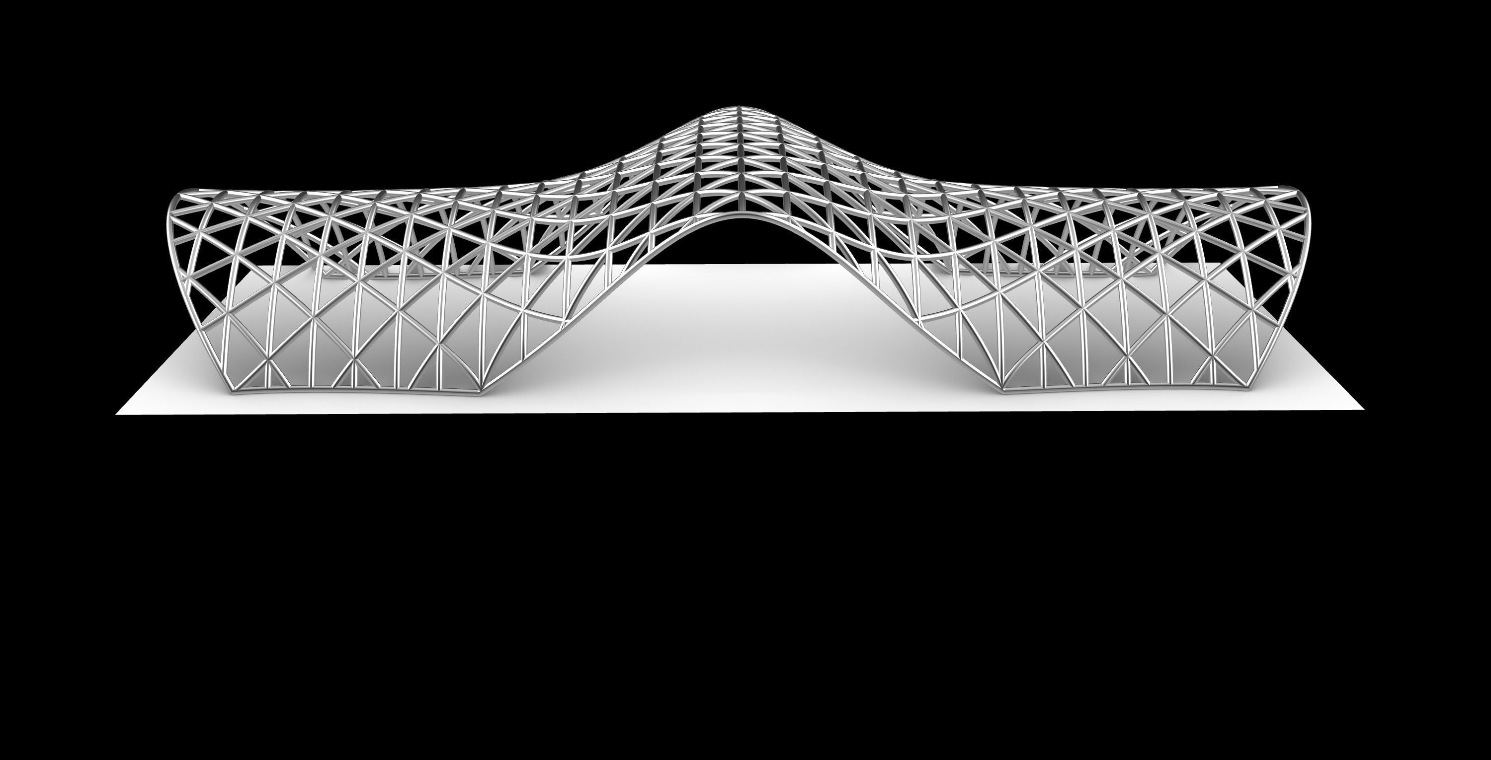 Pavilion Triangulated Wireframe Architecture Parametric V3 3d Model