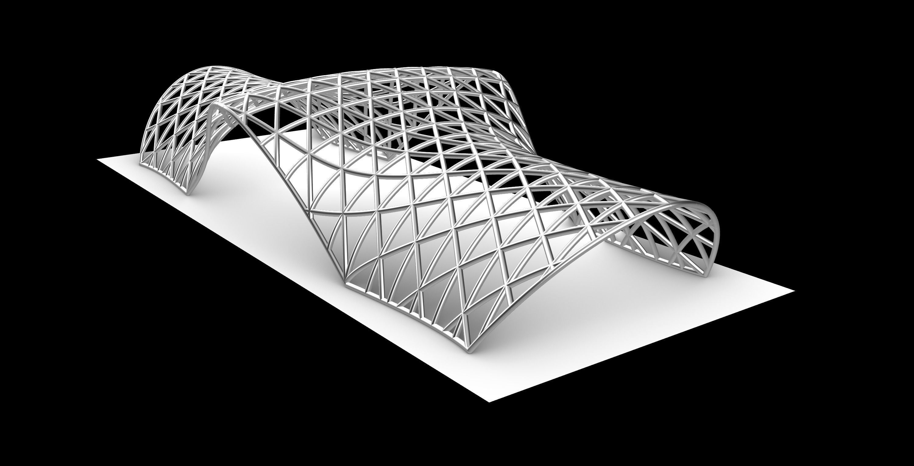 Pavilion Triangulated Wireframe Architecture Parametric V3 3d Model