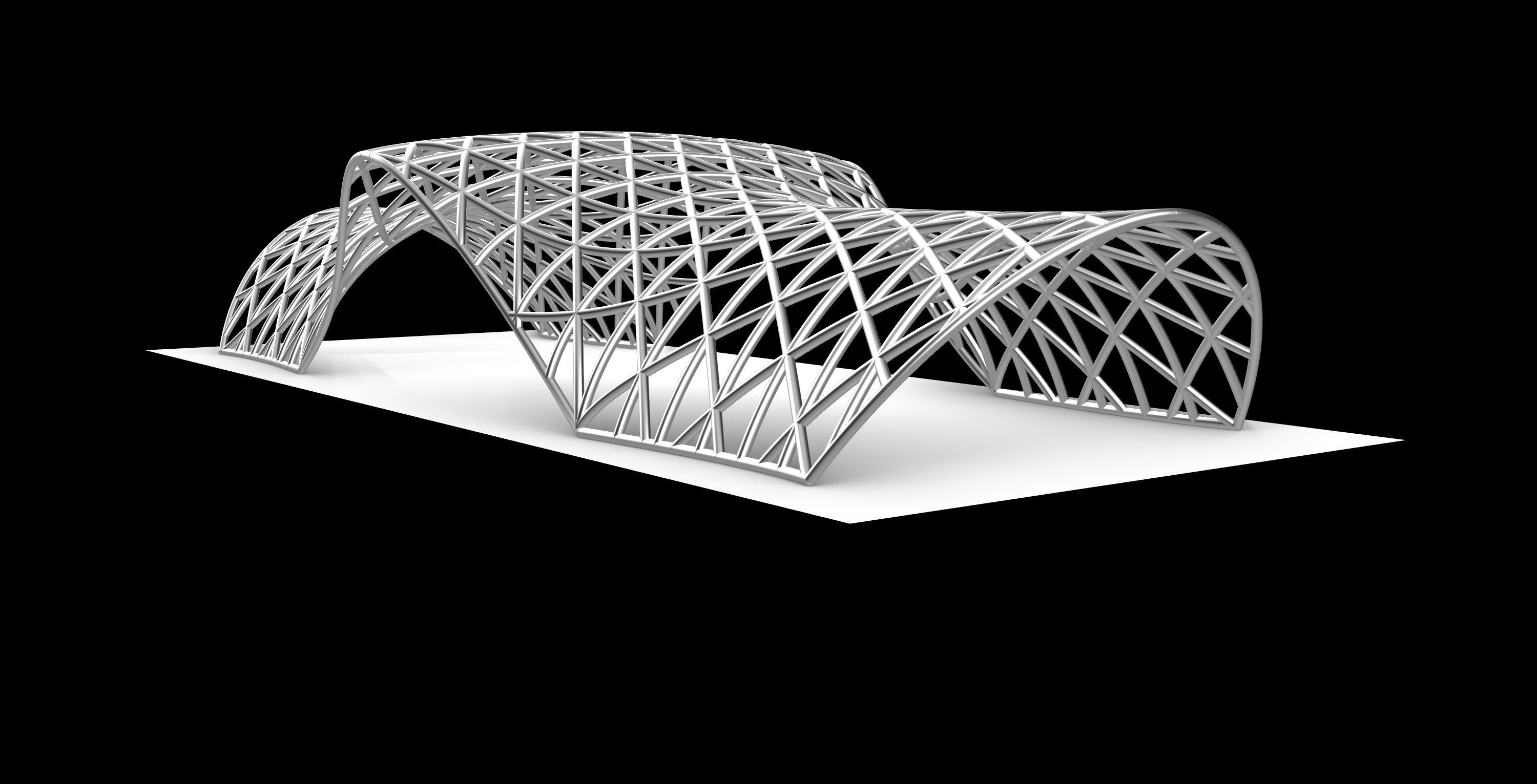 Pavilion Triangulated Wireframe Architecture Parametric V3 3d Model
