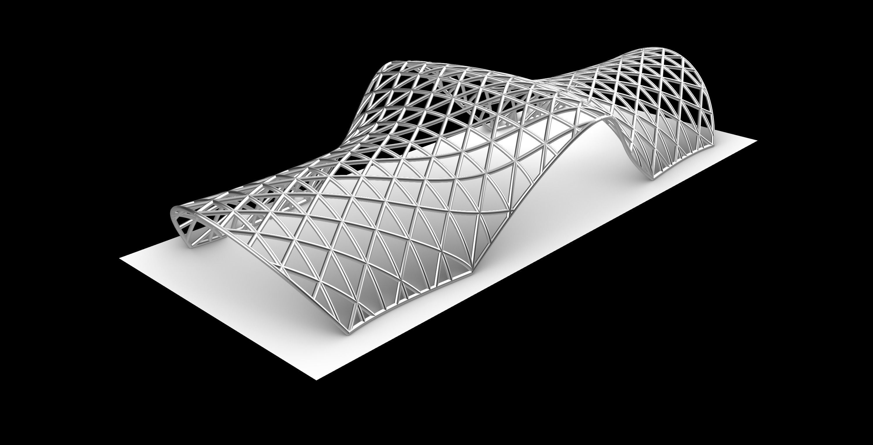 Pavilion Triangulated Wireframe Architecture Parametric V3 3d Model