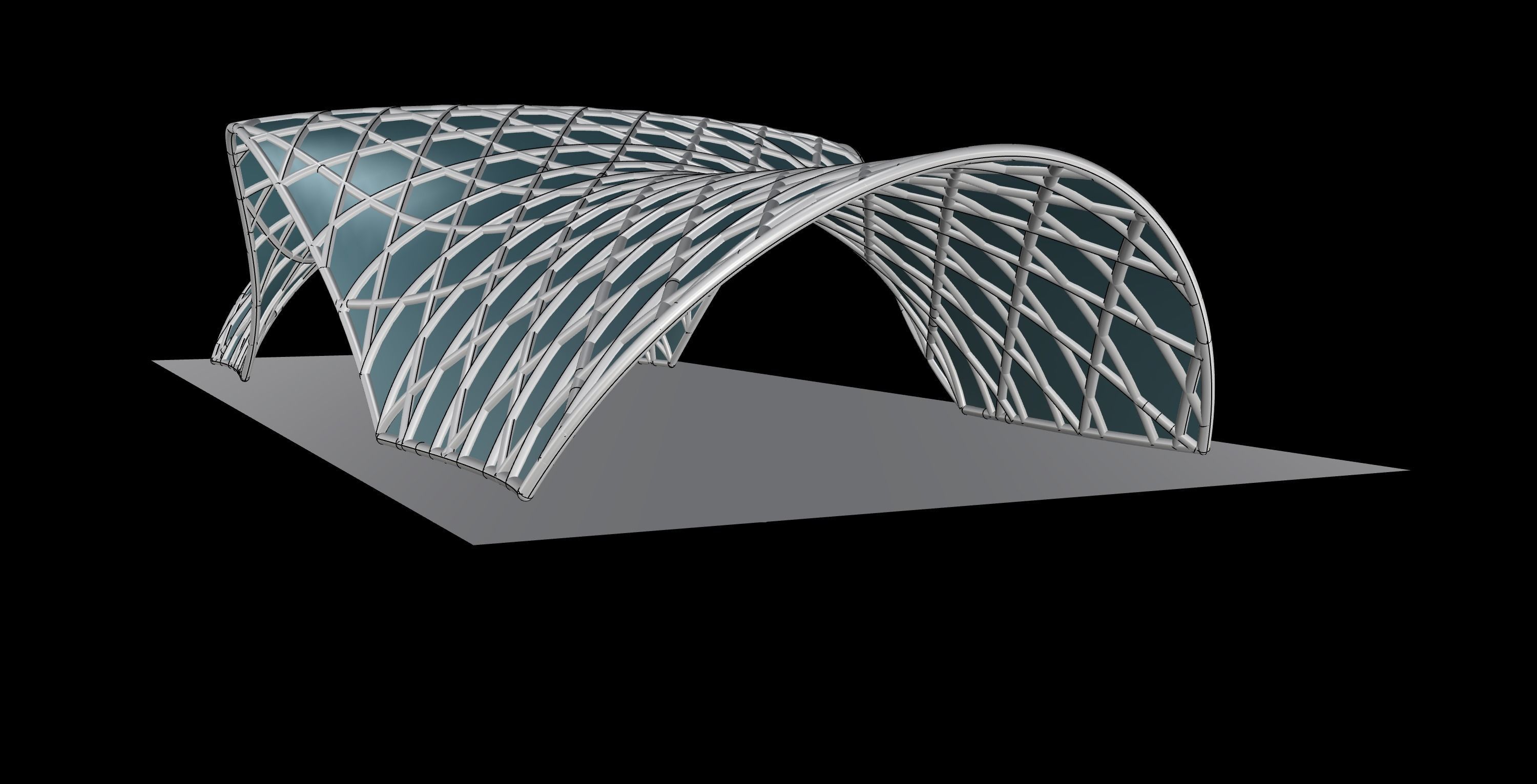 Pavilion Triangulated Wireframe Architecture Parametric V4 3d Model