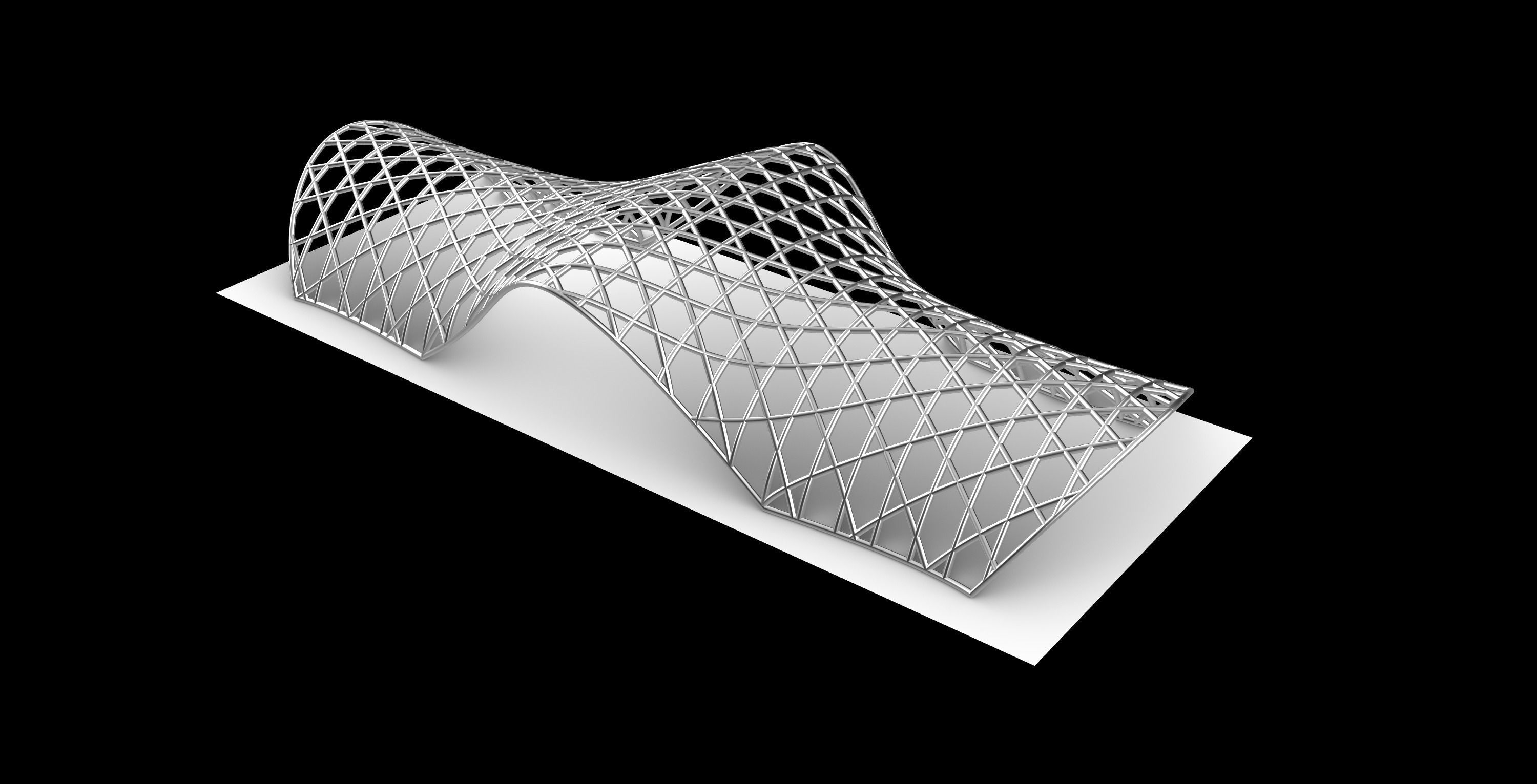 Pavilion Triangulated Wireframe Architecture Parametric V4 3d Model
