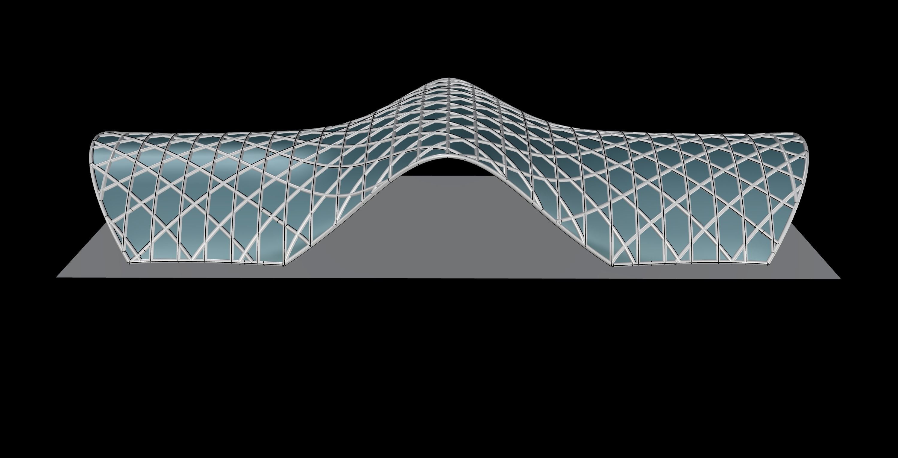 Pavilion Triangulated Wireframe Architecture Parametric V4 3d Model