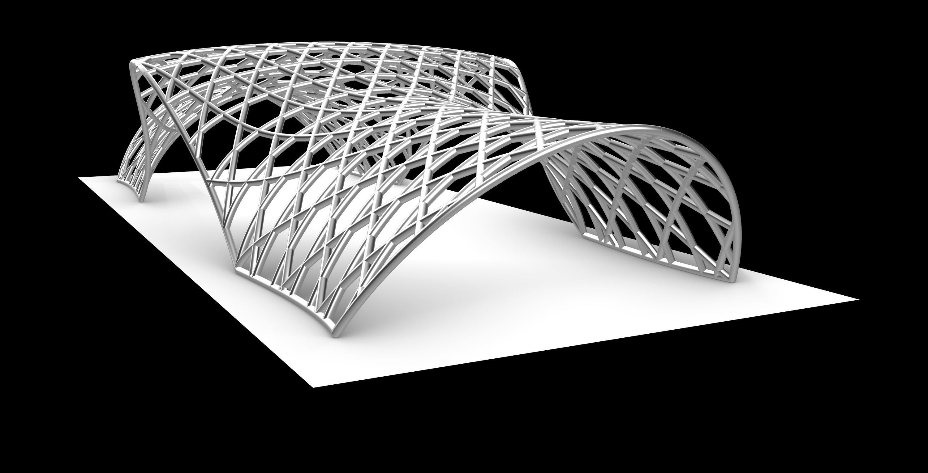 Pavilion Triangulated Wireframe Architecture Parametric V4 3d Model
