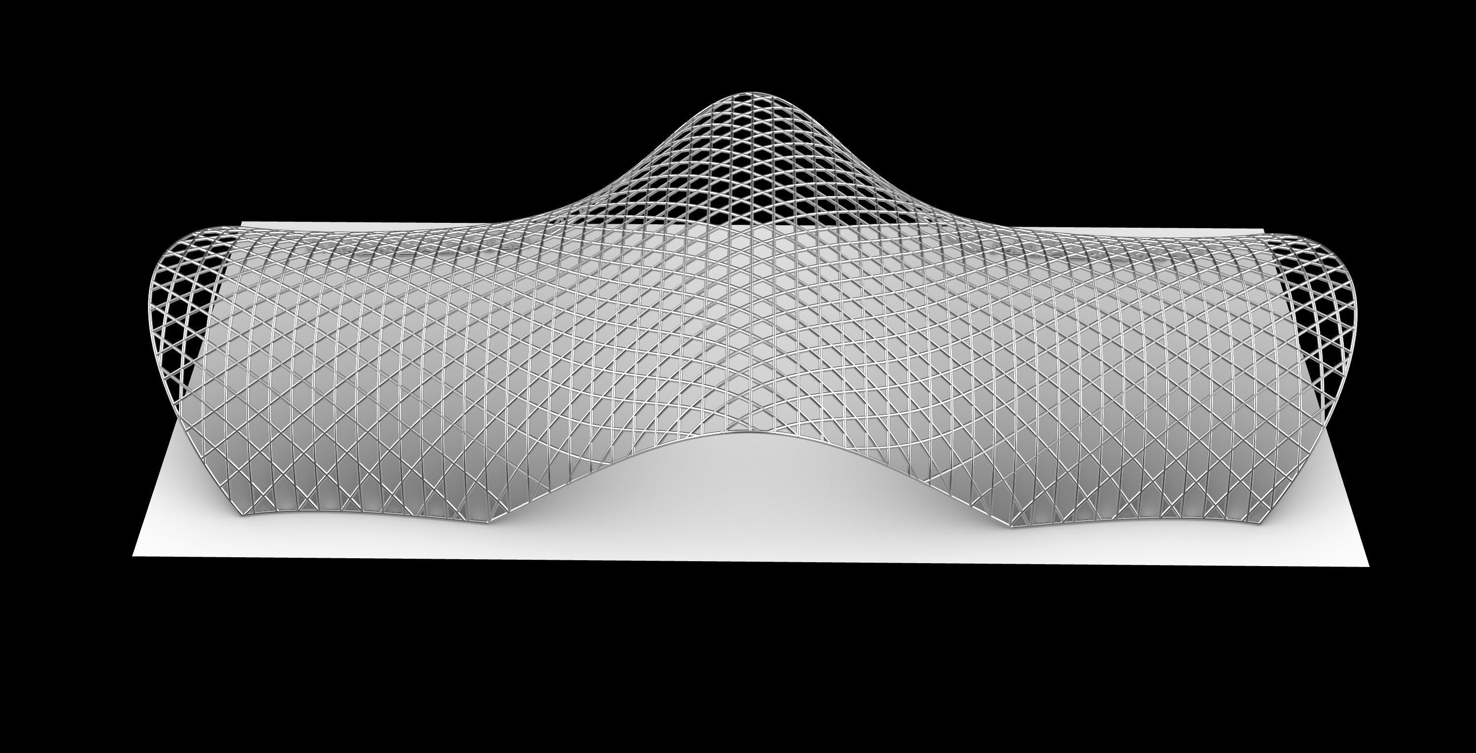 Pavilion Triangulated Wireframe Architecture Parametric V5 3d Model
