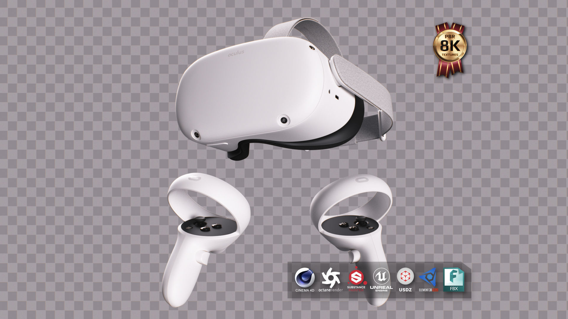 3D model Oculus Quest 2 VR Headset with Controllers VR / AR / low-poly ...