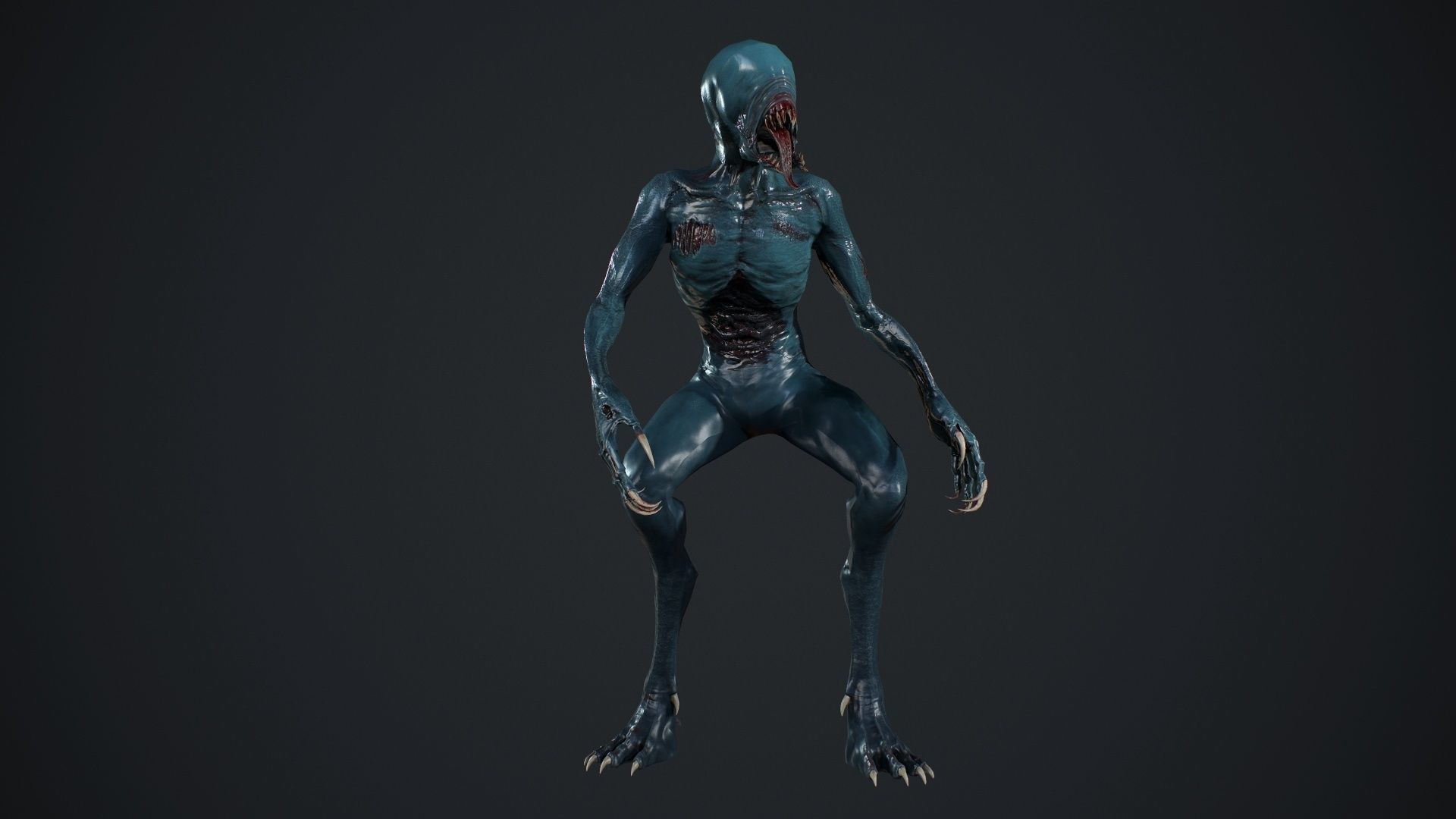 3D model Monster humanoid creature VR / AR / low-poly rigged animated ...