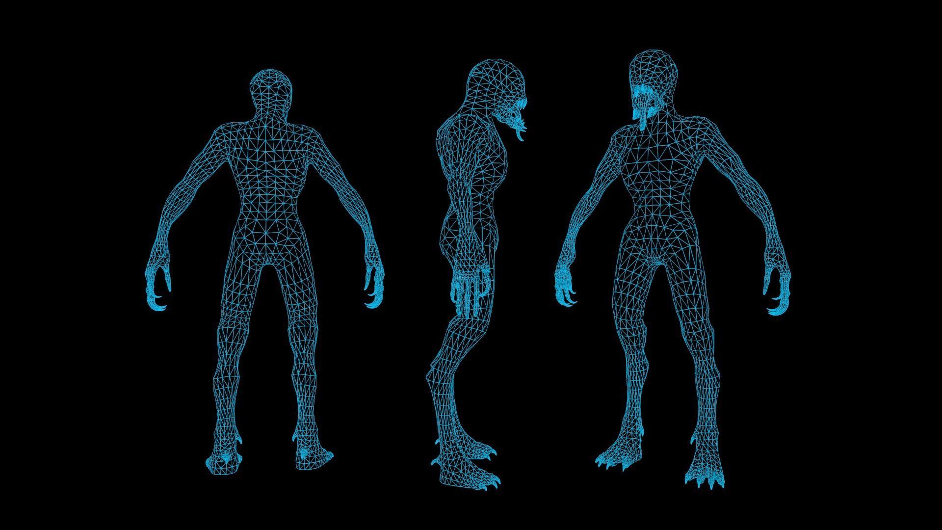 3D model Monster humanoid creature VR / AR / low-poly rigged animated ...