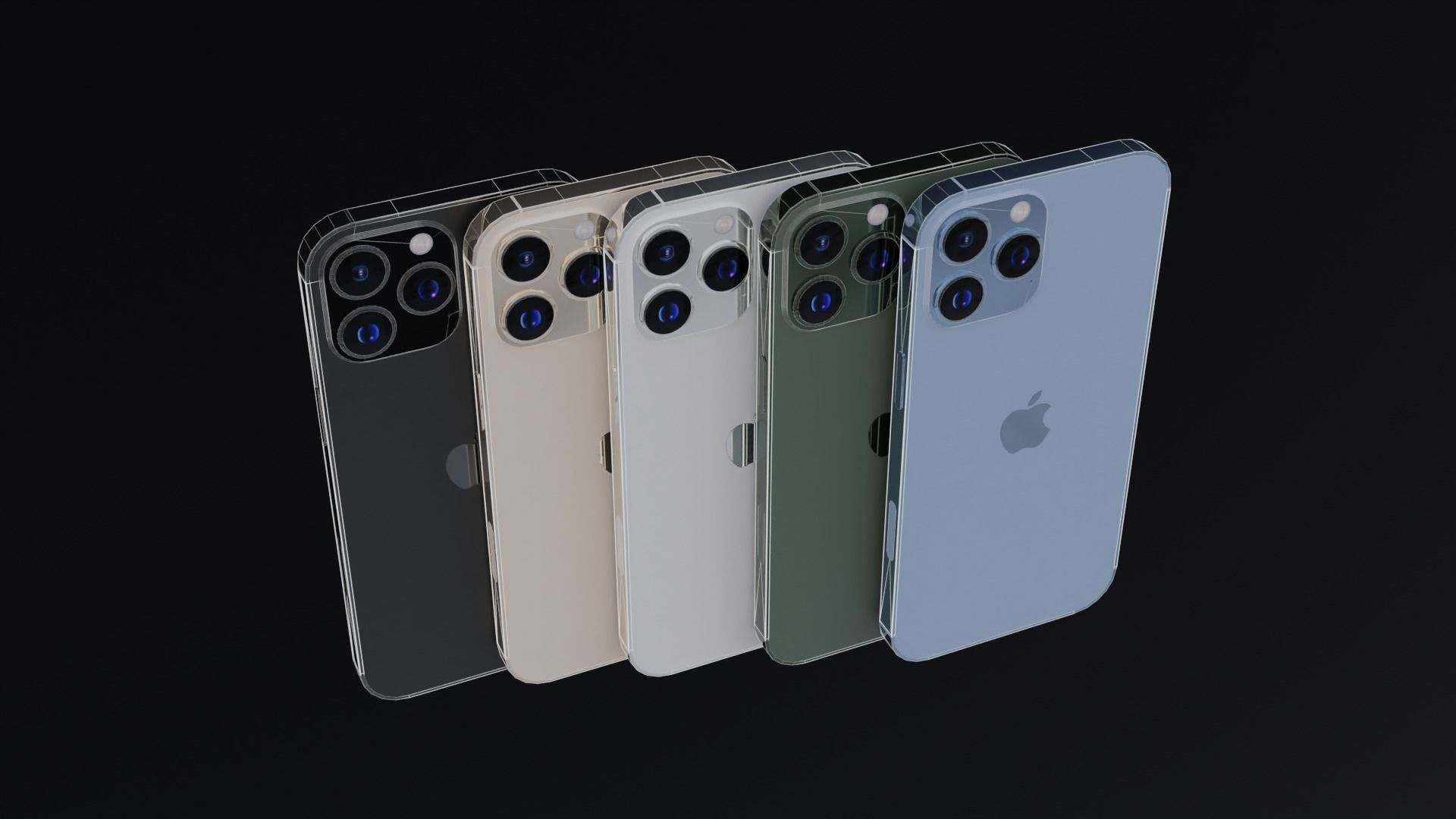 3D model All Iphone 13 Pro Models with colors - 4K texture sets VR / AR ...