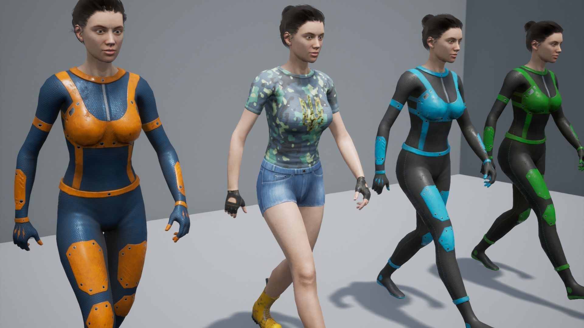 3D model Cyber Girl Sci-Fi Modular Character Unreal Engine 4 Game Ready ...