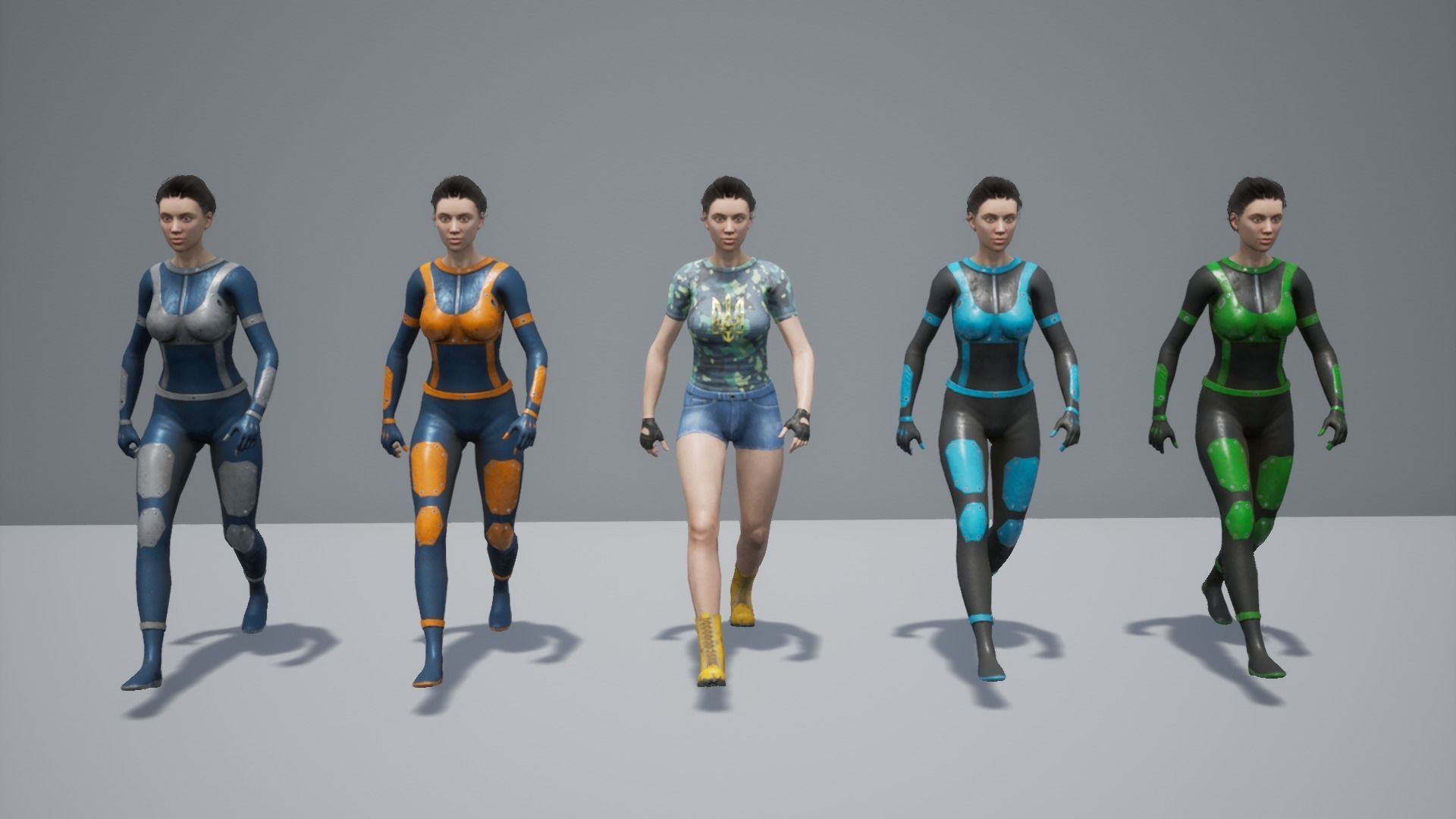3D model Cyber Girl Sci-Fi Modular Character Unreal Engine 4 Game Ready ...