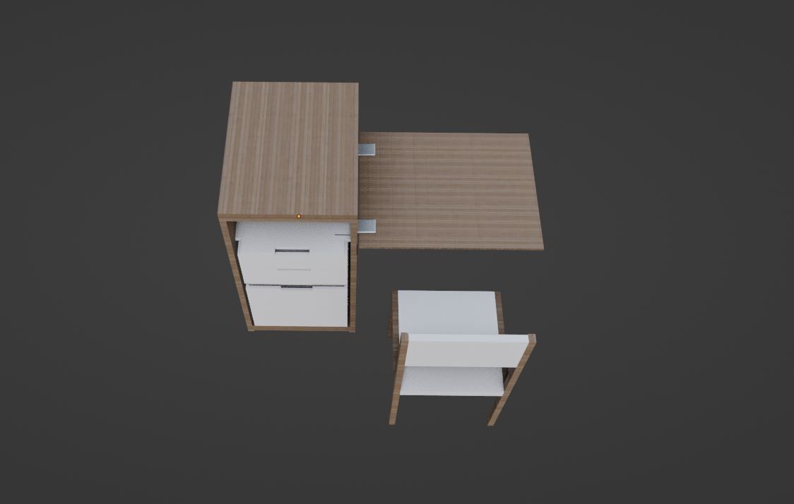 3D model Flexible Cabinet table and chair all in one Animated VR / AR ...