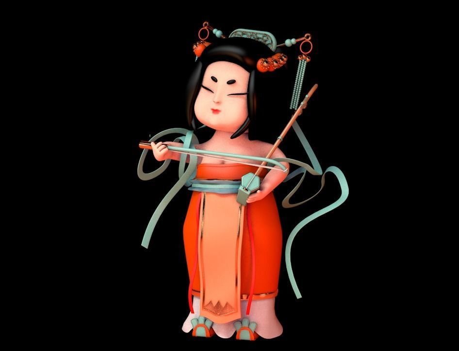 6 pictures of ladies in the Tang Dynasty of China 3D model | CGTrader