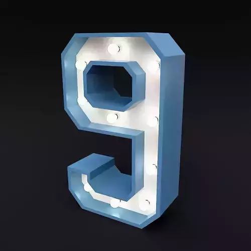 Marquee number nine led glow sign 3dmodel 3D model | CGTrader