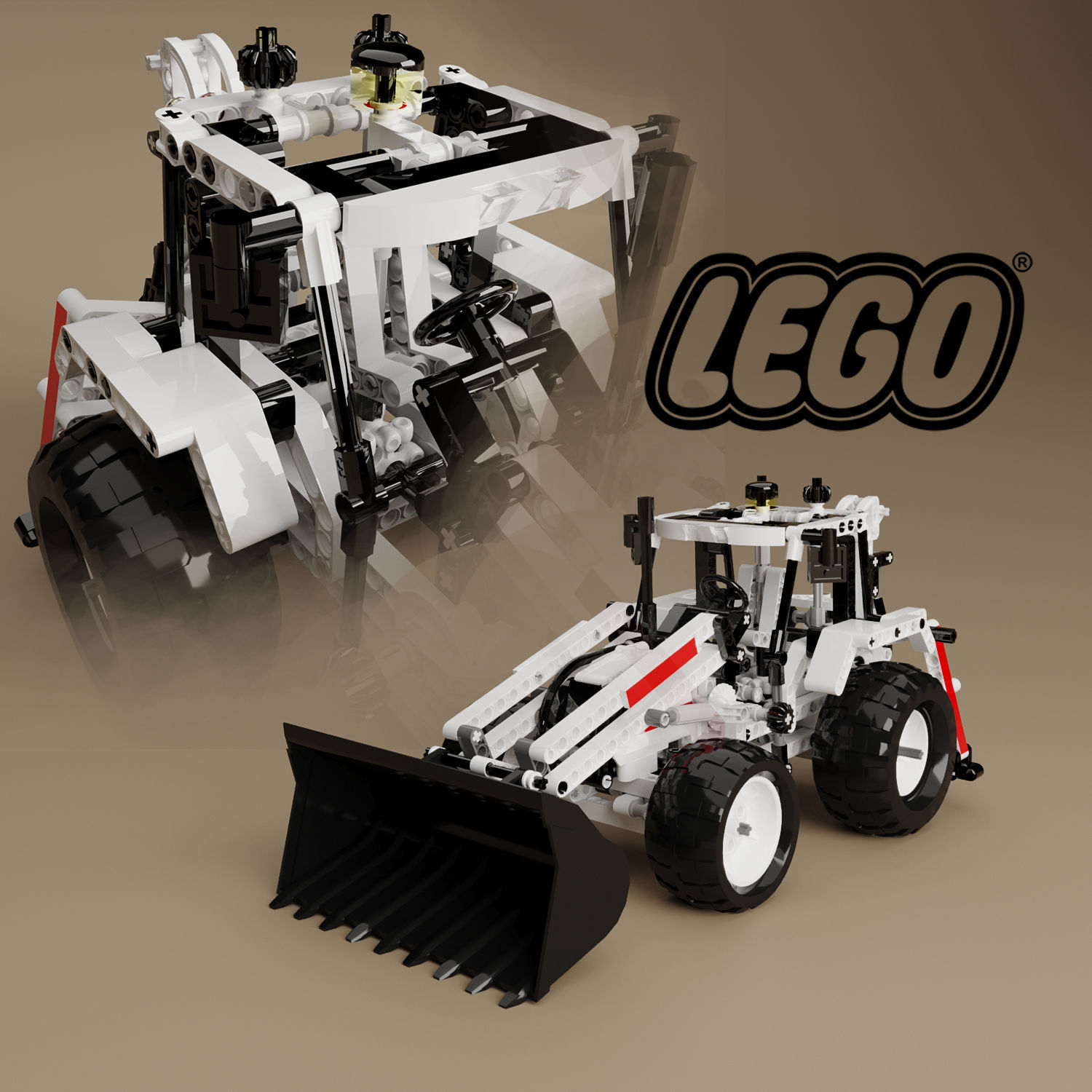 Lego Technic 8069 Backhoe Loader 3D model | CGTrader