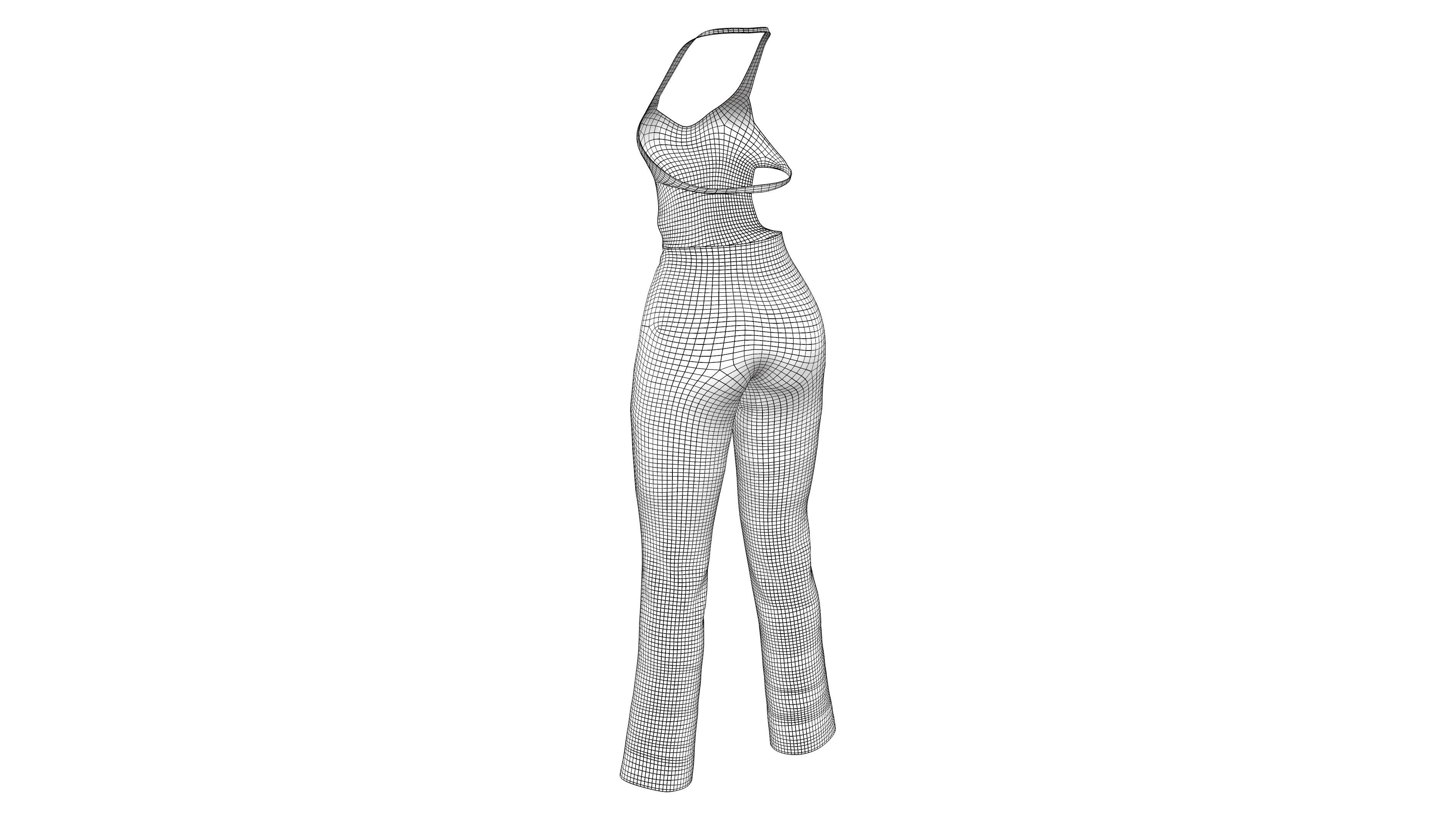 3D model Full Body Black Halter Neck Cutout Coverall VR / AR / low-poly ...