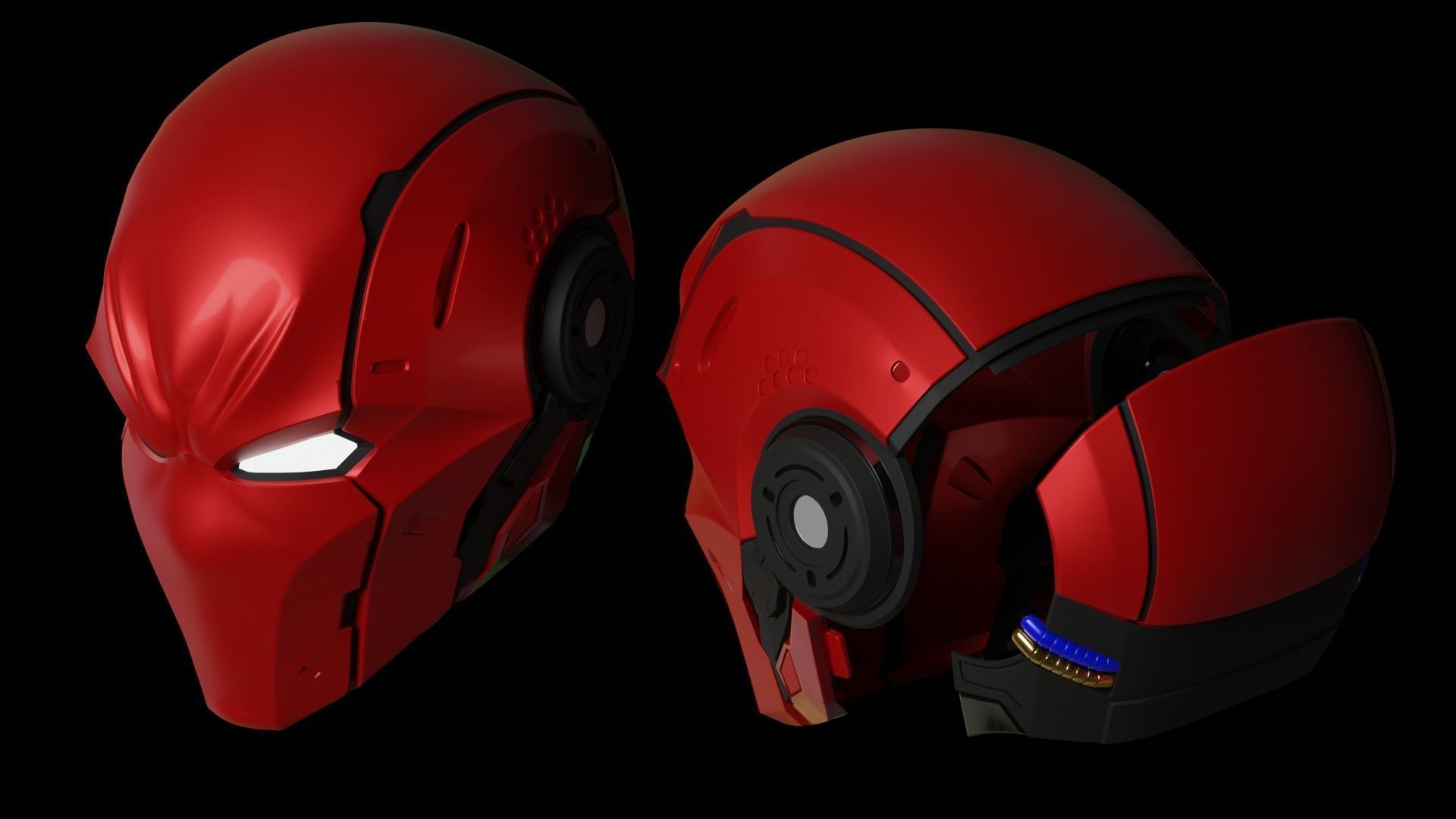 Red Cyber Hood Helmet 3D model 3D printable | CGTrader