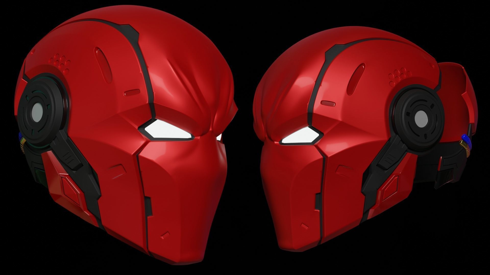 Red Cyber Hood Helmet 3D model 3D printable | CGTrader