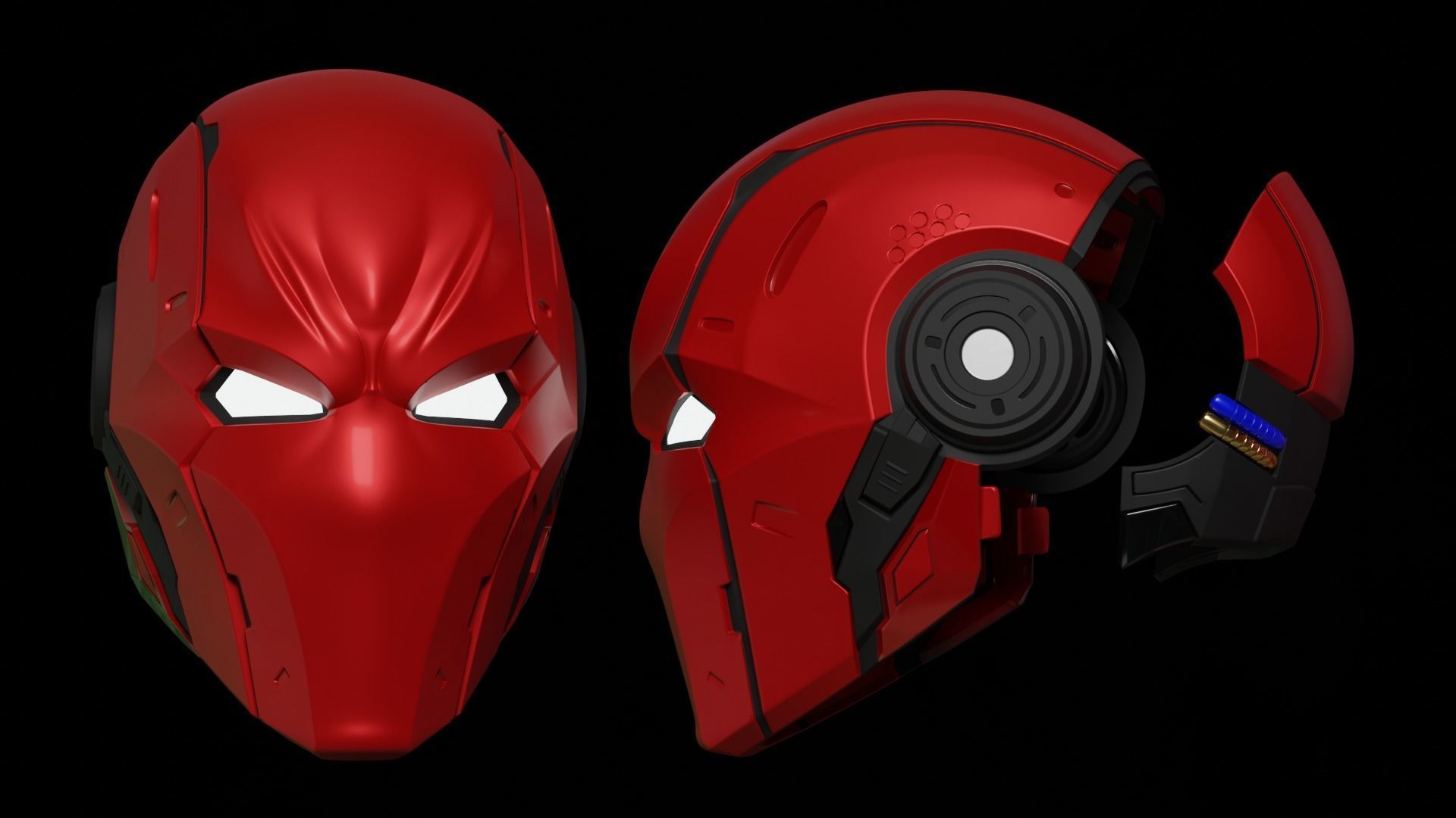 Red Cyber Hood Helmet 3D model 3D printable | CGTrader